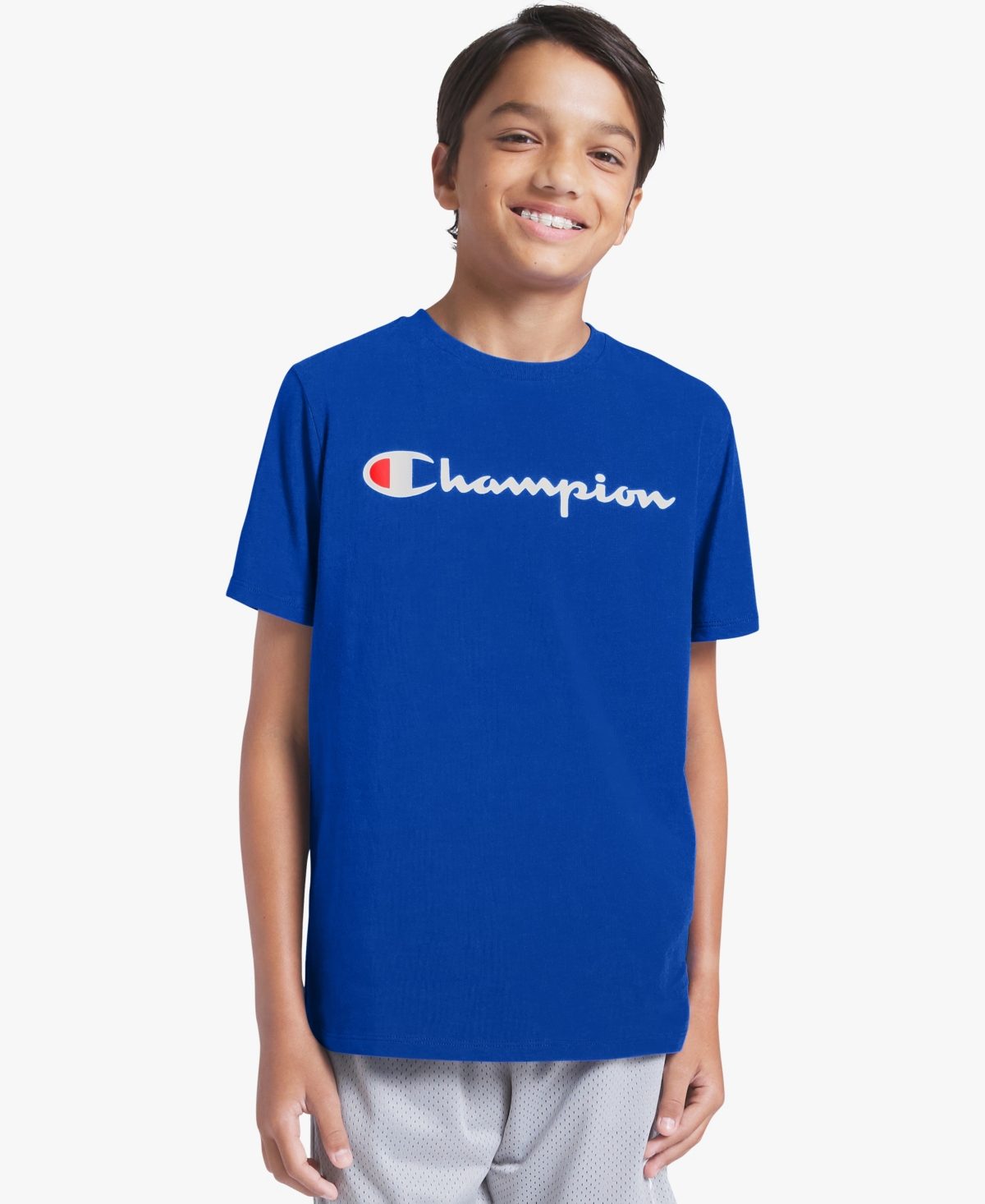 Click here for Champion Boys 8-20 Crewneck Signature T-Shirt - Bl... prices