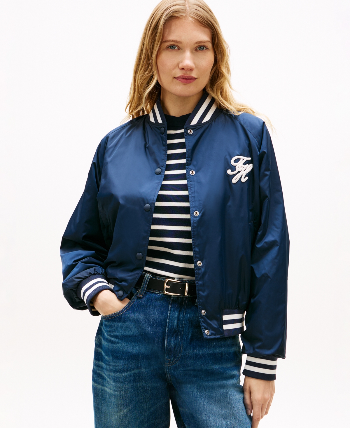 Click here for Tommy Hilfiger Womens Varsity Bomber Jacket - Dark... prices