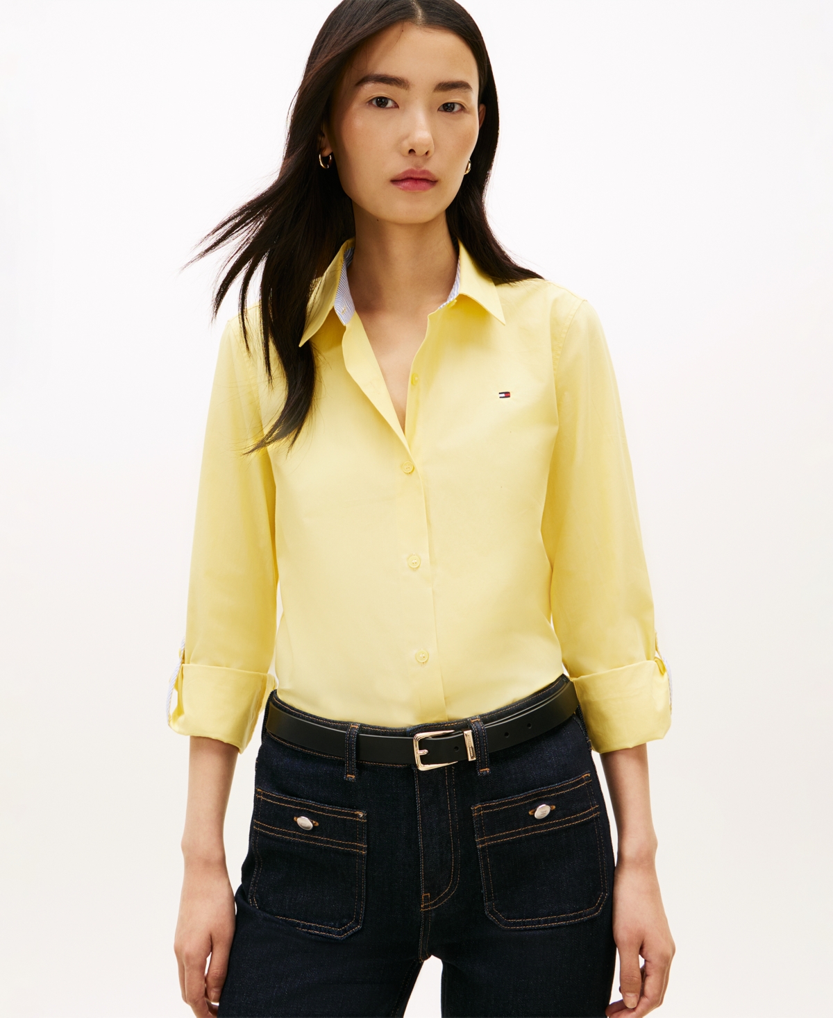 Click here for Tommy Hilfiger Womens Classic Poplin Roll-Tab Long... prices