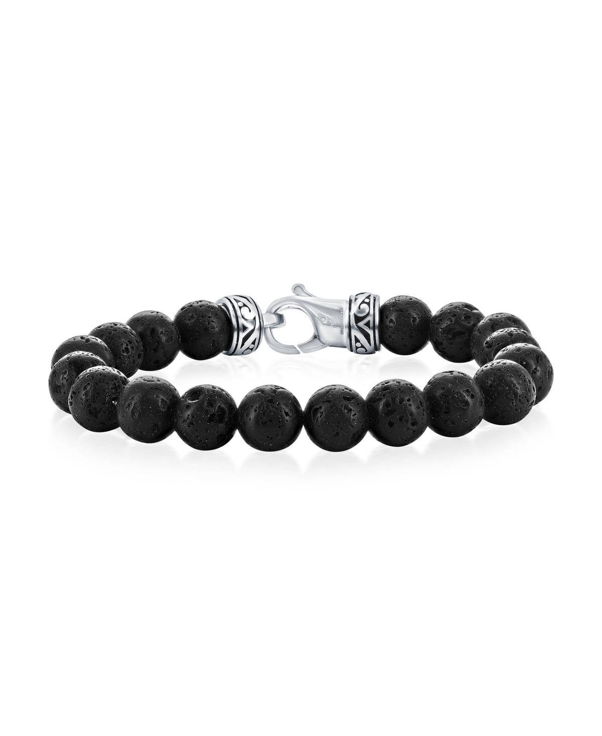 Click here for Metallo Stainless Steel Bead Bracelet - Lava stone prices