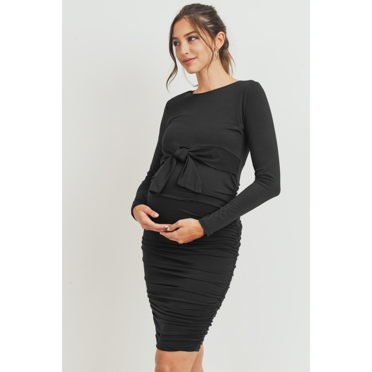 Click here for Hello Miz Maternity Front Tie Crew Neck Side Ruche... prices