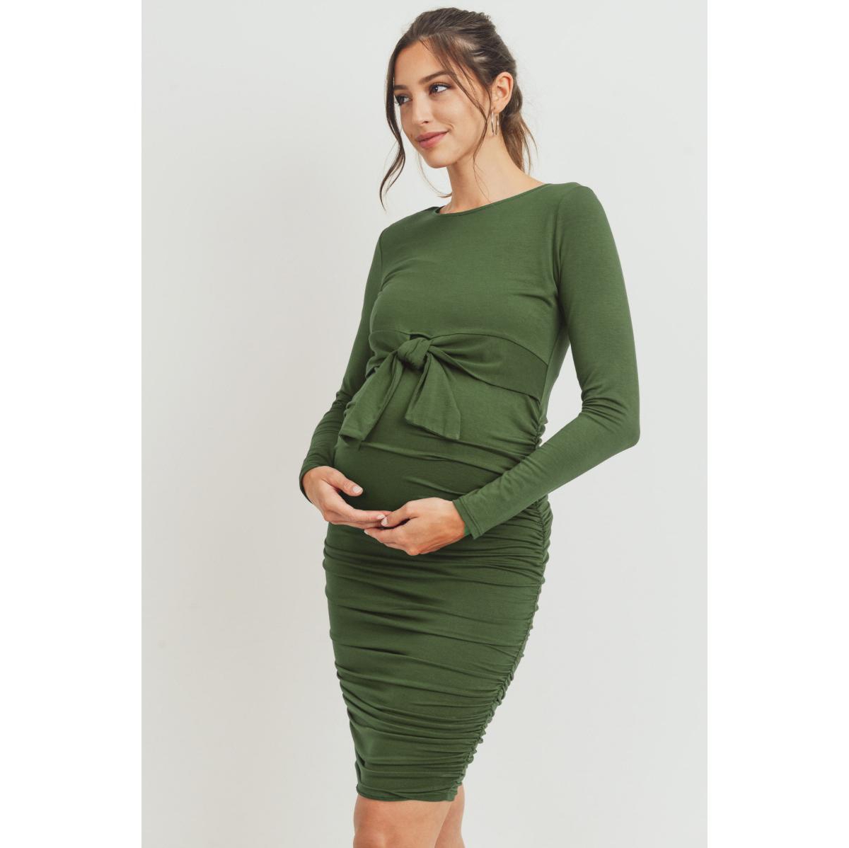 Click here for Hello Miz Maternity Front Tie Crew Neck Side Ruche... prices