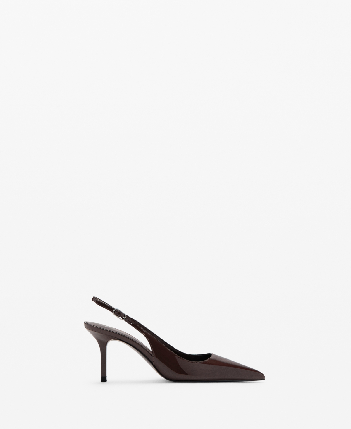 Click here for Mango Womens Patent Heeled Shoes - Chocolate prices