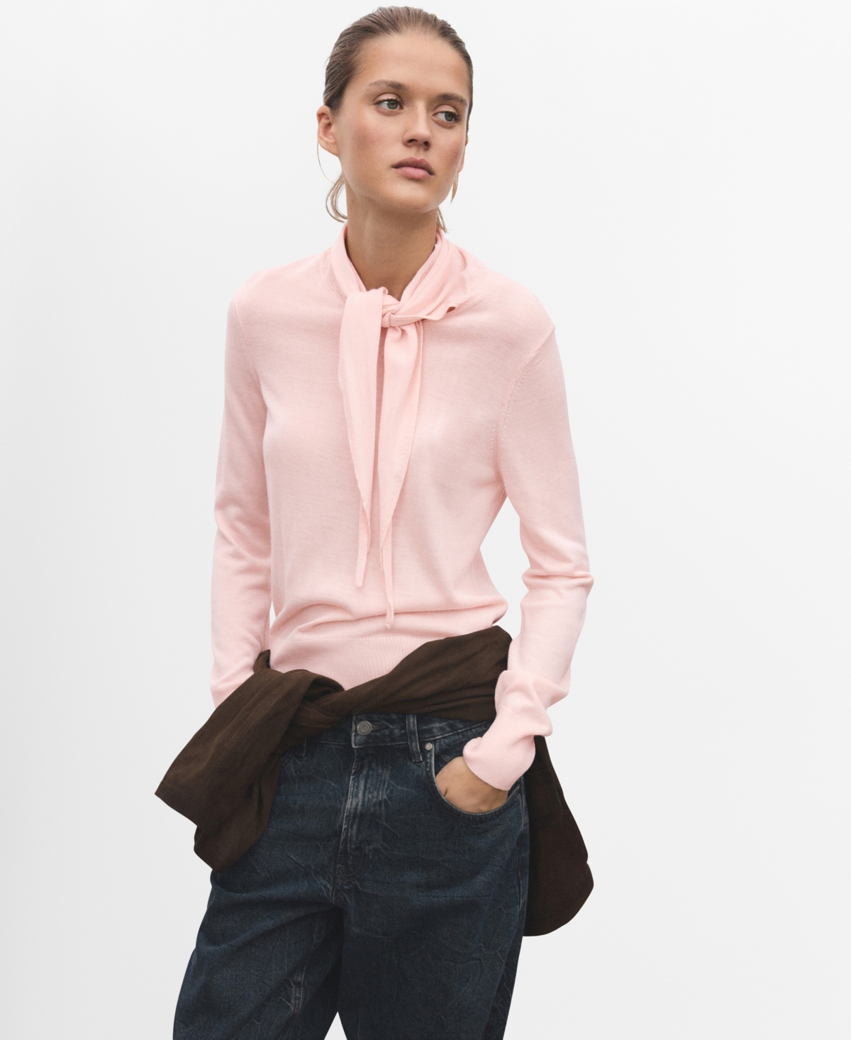 Click here for Mango Womens Knot Turtleneck Sweater - Pastel Pink prices