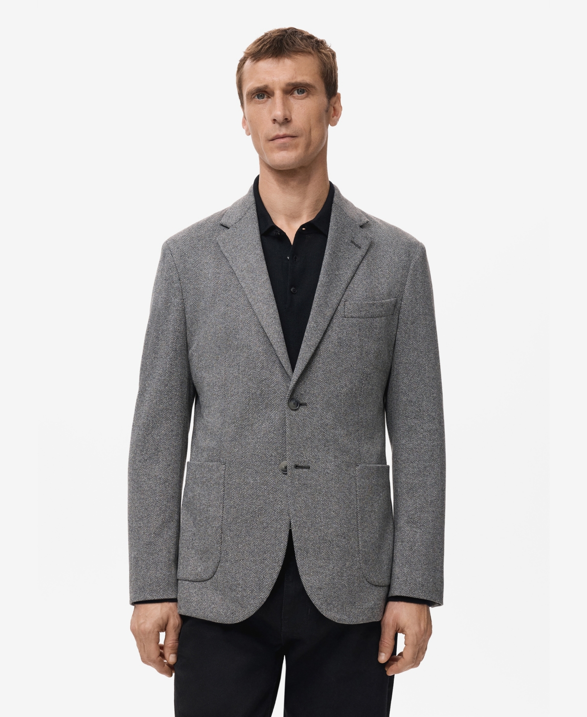 Click here for Mango Mens Slim-Fit Herringbone Tailored Jacket -... prices