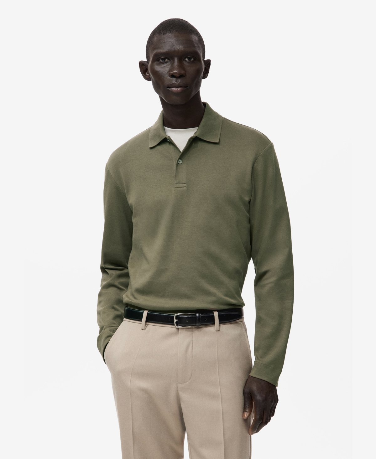 Click here for Mango Mens Regular-Fit Knitted Polo Sweater - Medi... prices