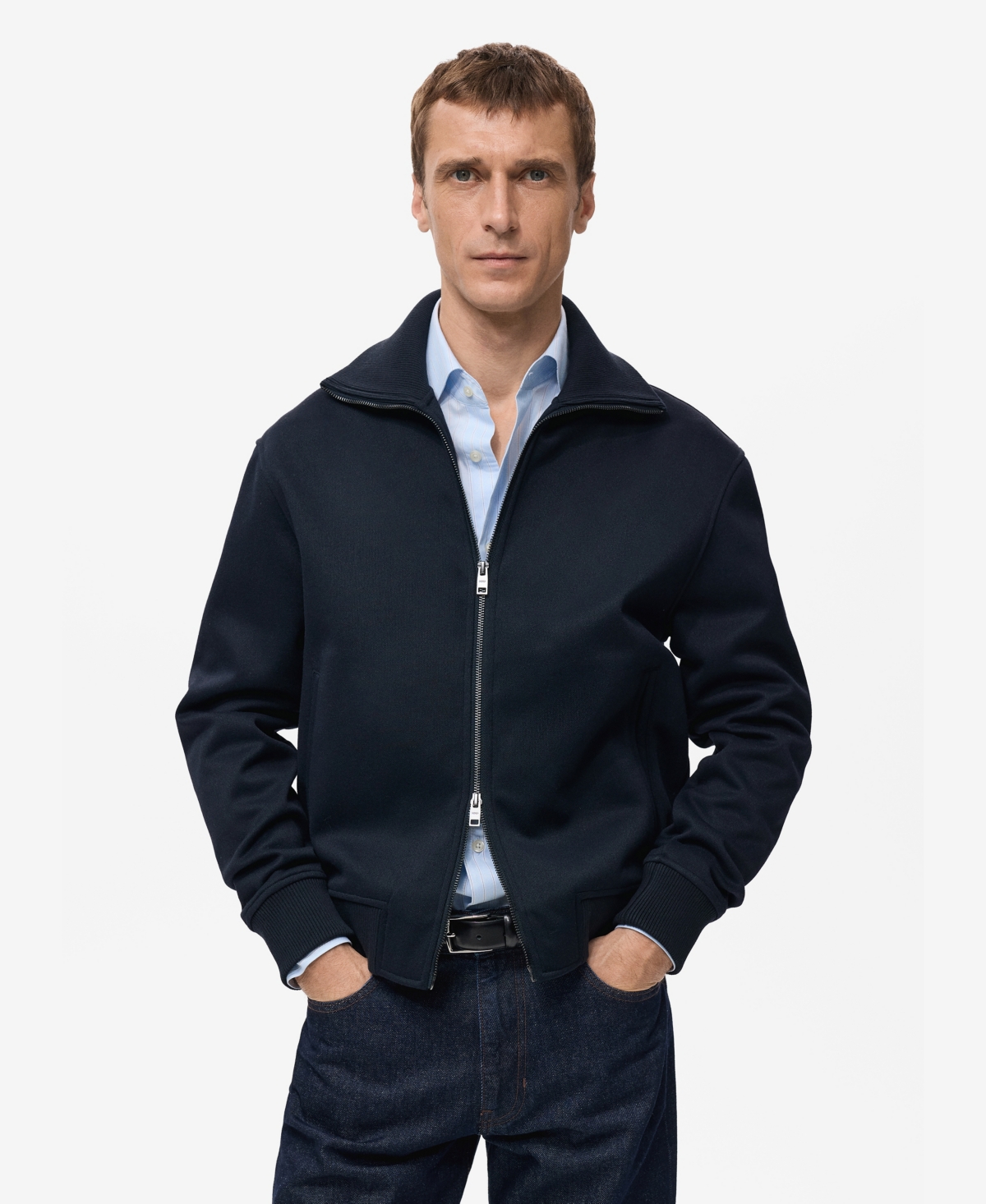 Click here for Mango Mens Zip Sweatshirt - Navy prices