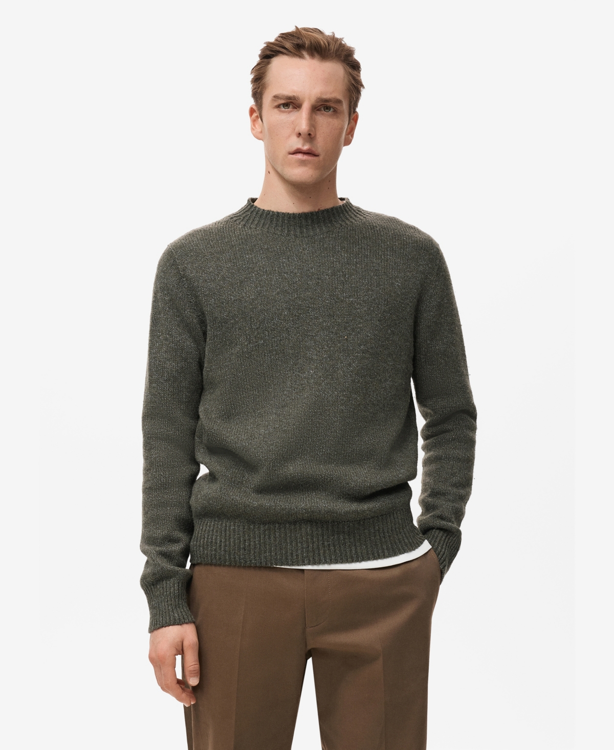 Click here for Mango Mens Structured Wool-Blend Knitted Sweater -... prices
