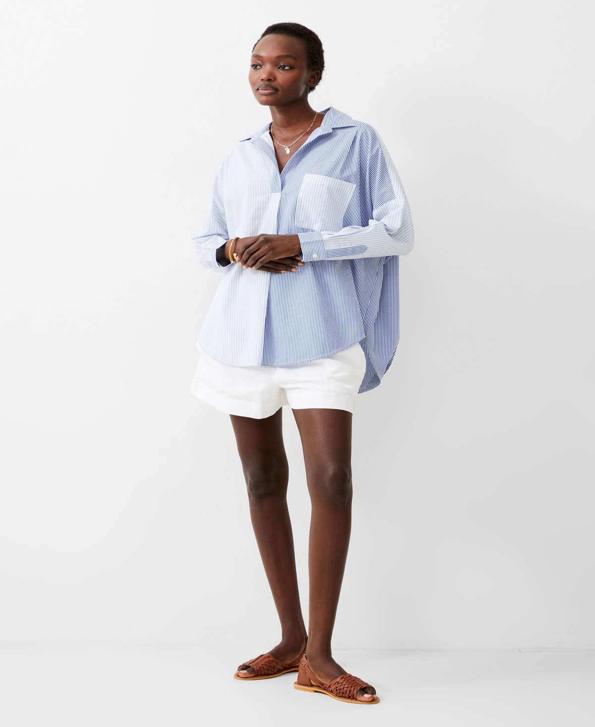 Click here for French Connection Womens Contrast Striped Button-D... prices