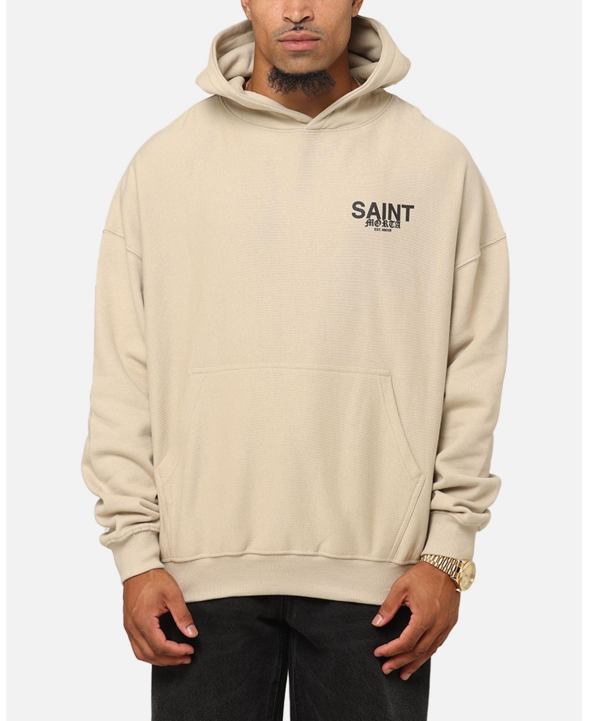 Click here for Saint Morta Mens Heavens Boxy Hoodie Stone prices