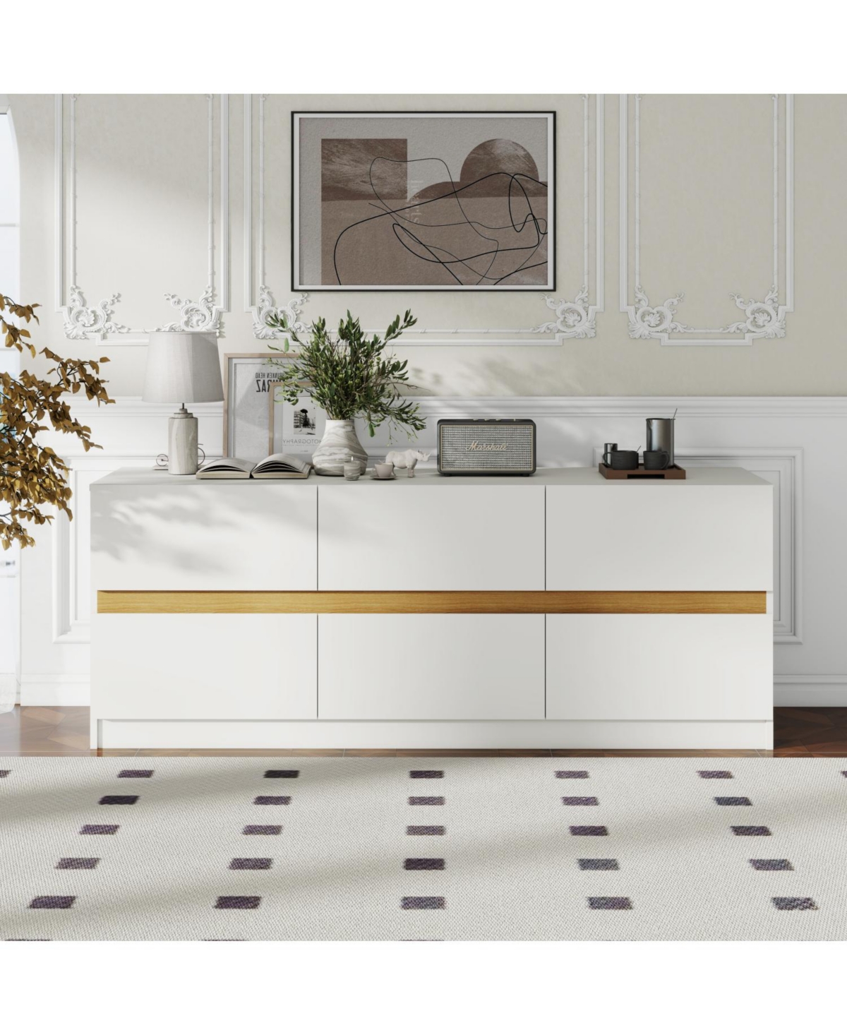 Click here for Streamdale Furniture White 6-Drawer Dresser for Be... prices