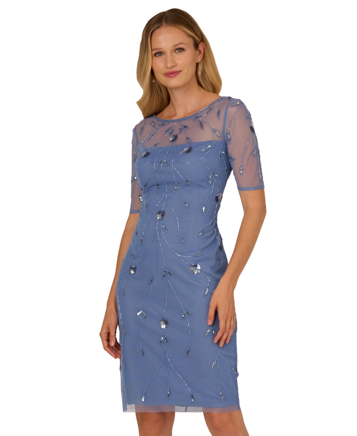 Click here for Adrianna Papell Womens Beaded Boat Neck Sheath Dre... prices