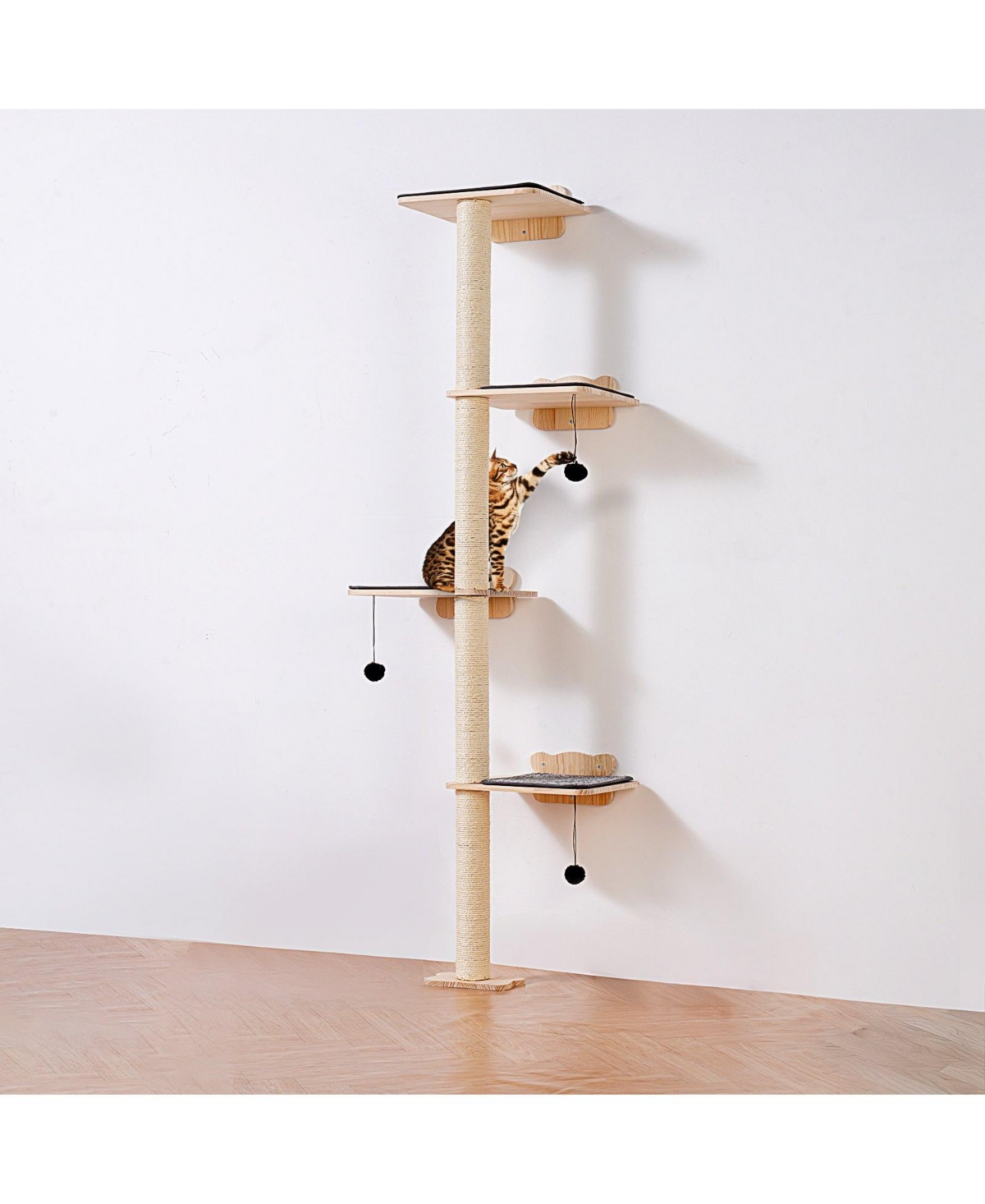 Click here for Cozito 4-Piece Wall-Mounted Pine Wood Cat Shelf Se... prices