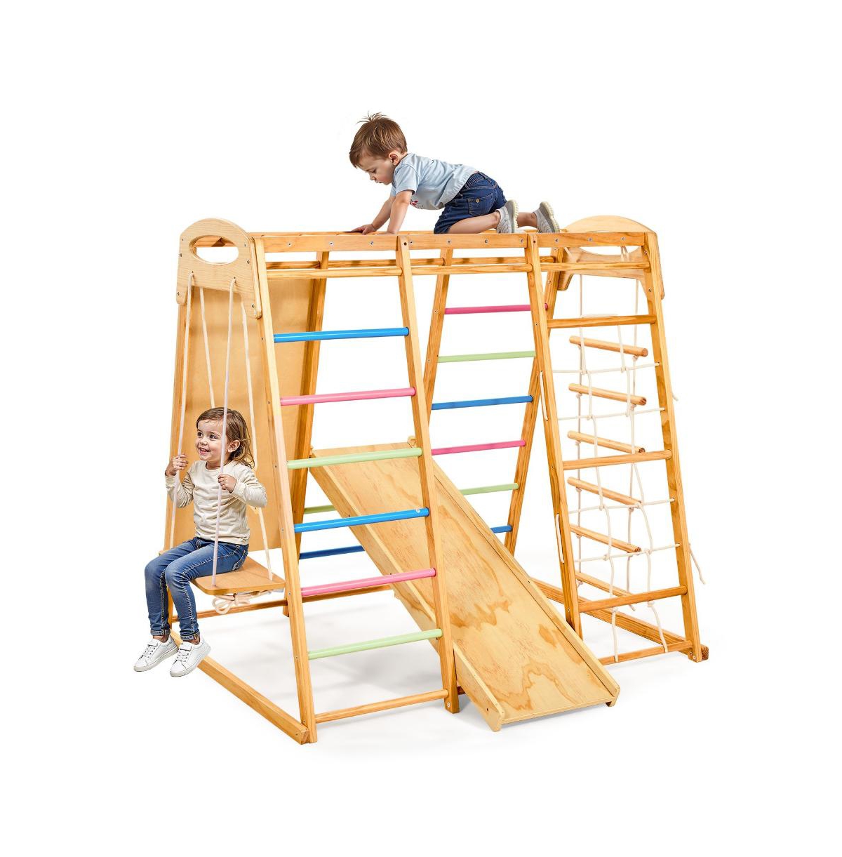Click here for Slickblue Indoor Playground Jungle Gym  7-in-1 Woo... prices