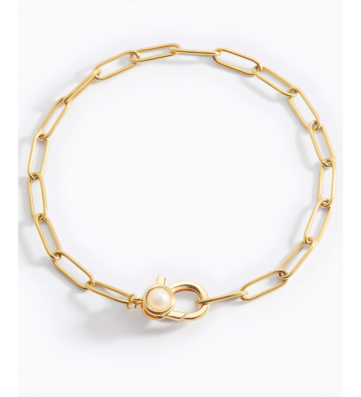 Click here for Mint & Lily Paperclip Bracelet with Pearl Accent -... prices