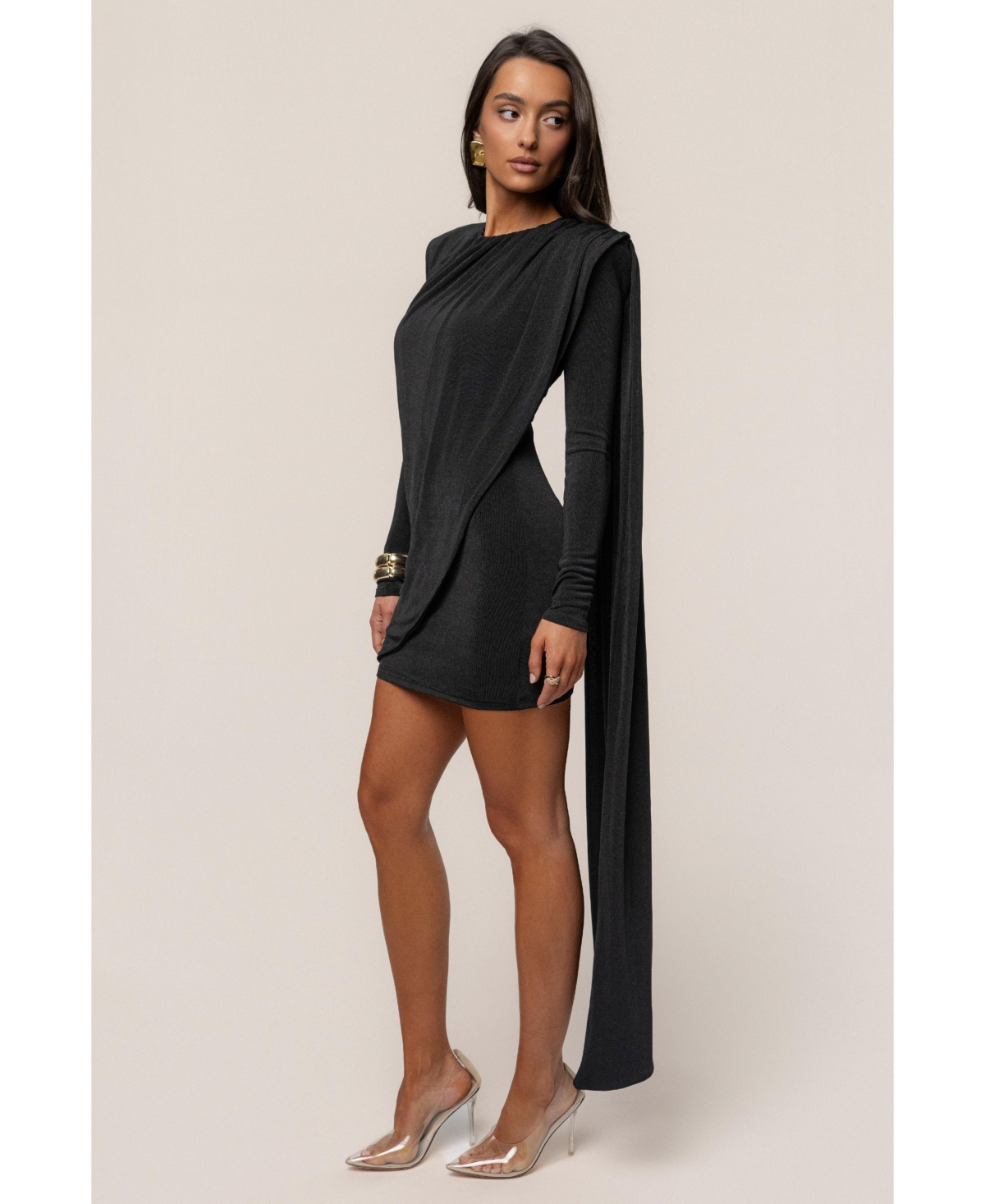 Click here for Jluxlabel Womens Midnight Draped Mini Dress - Blac... prices