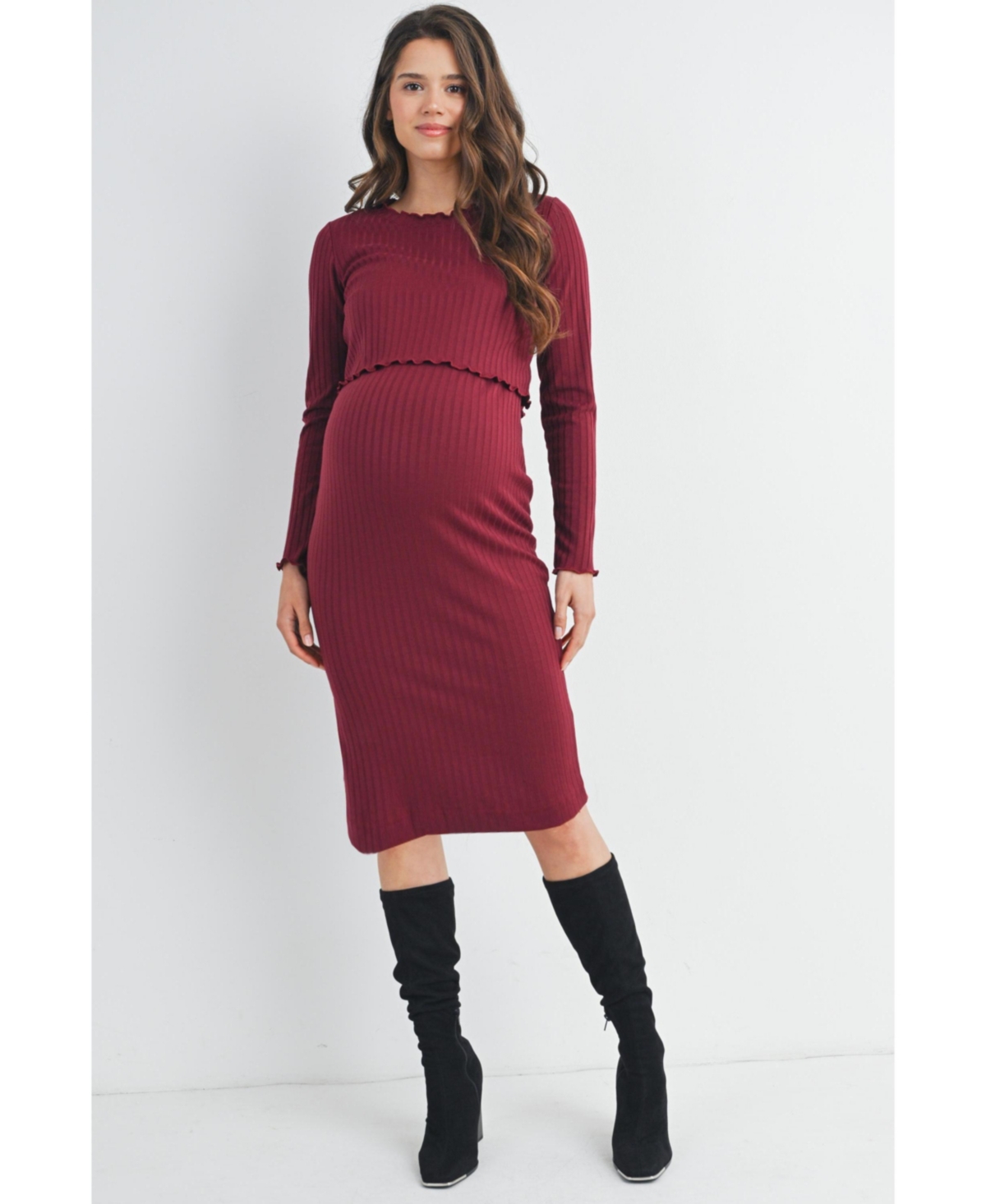 Click here for Hello Miz Maternity Long Sleeve Round Neck Ribbed... prices