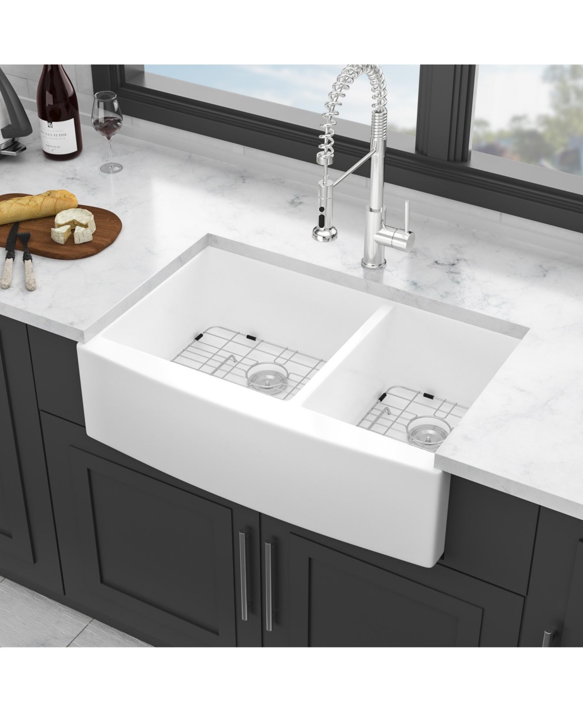 Click here for flynama White Ceramic Porcelain 6040 Double Bowl F... prices