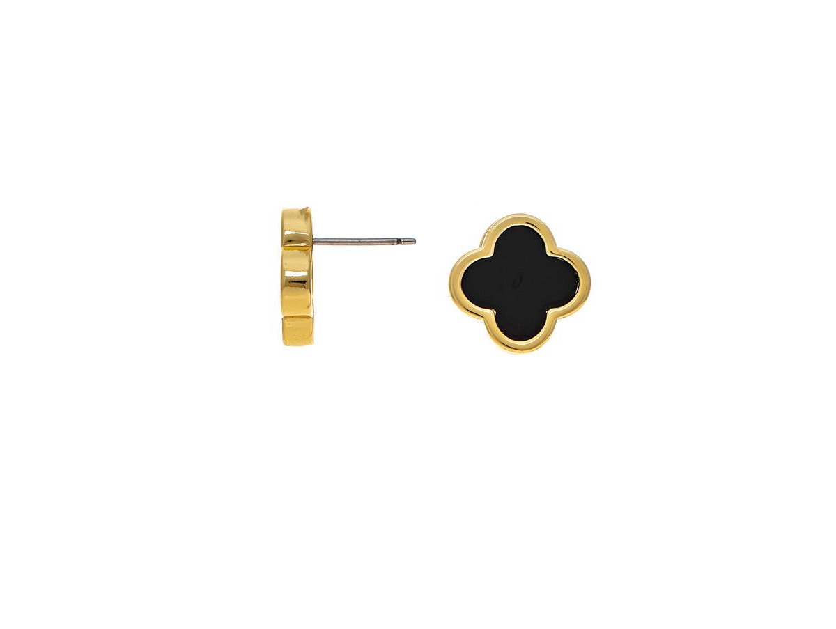 Click here for Rivka Friedman Onyx Flower Stud Earring - Gold wit... prices