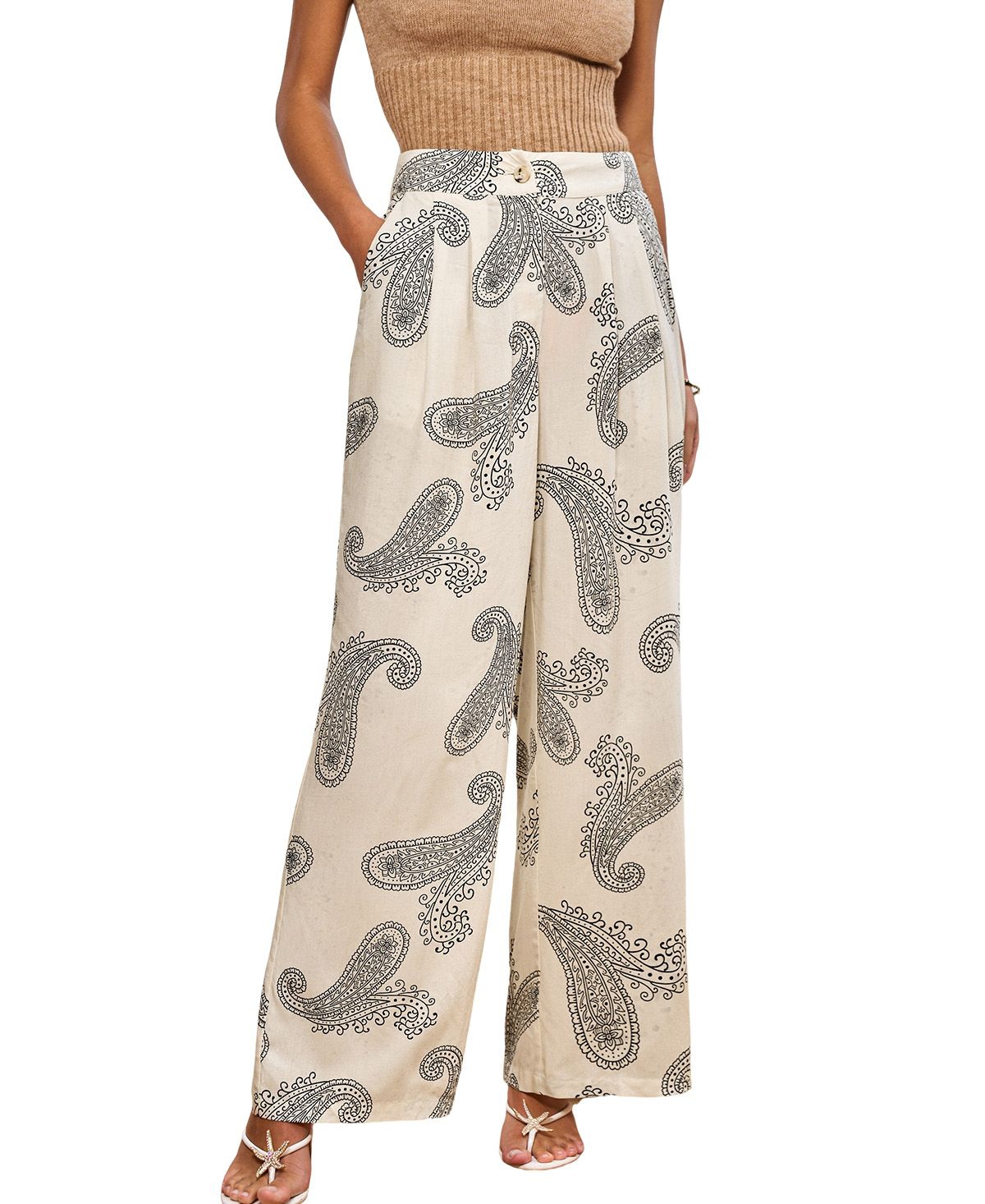 Click here for Cupshe Womens Count On Me Paisley Pants - Black prices