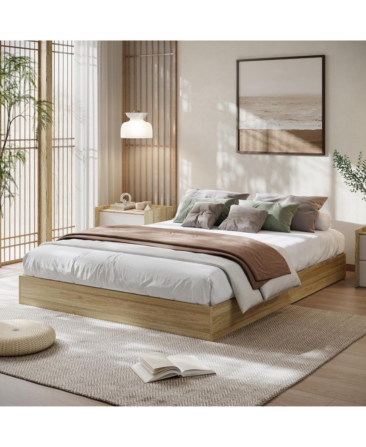 Click here for gaomon Easy Assembly King Size Wood Platform Bed F... prices