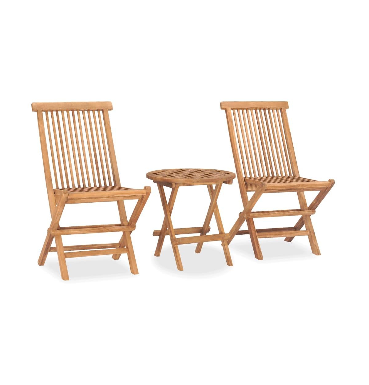 Click here for 3 Piece Folding Patio Dining Set Solid Teak Wood -... prices