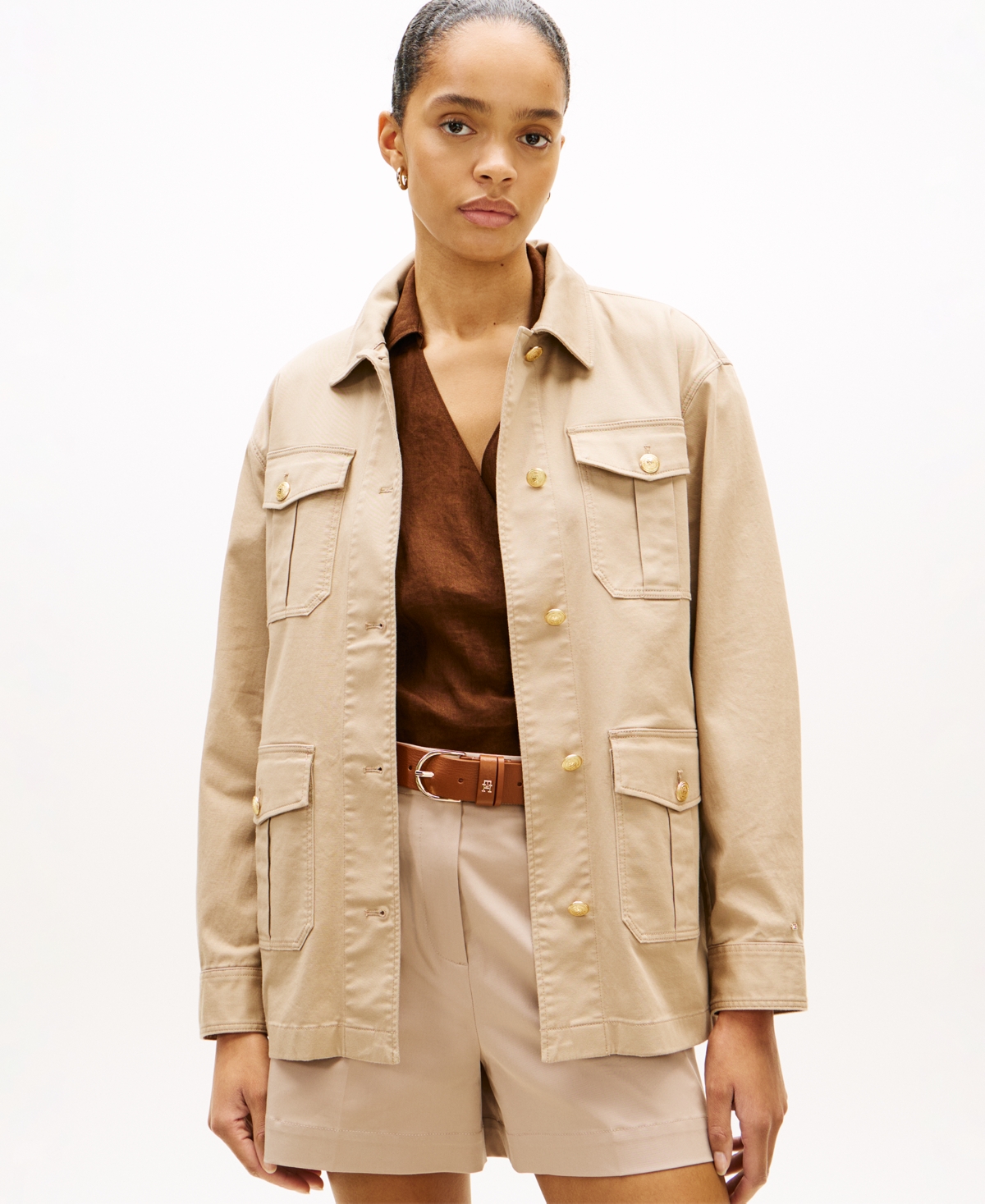 Click here for Tommy Hilfiger Womens Collared Front-Button Field... prices