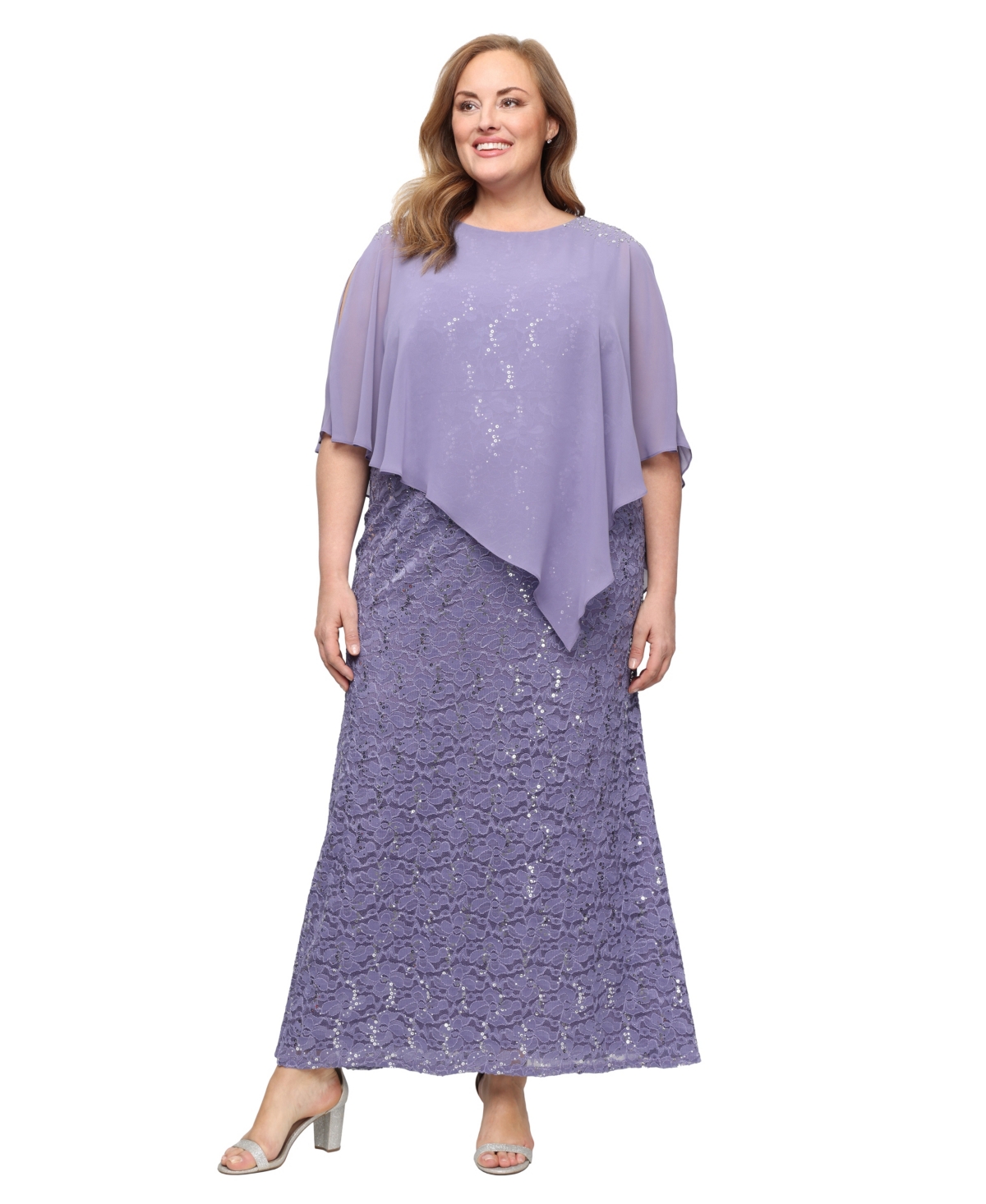 Click here for Sl Fashions Plus Size Beaded Popover Gown - Heathe... prices