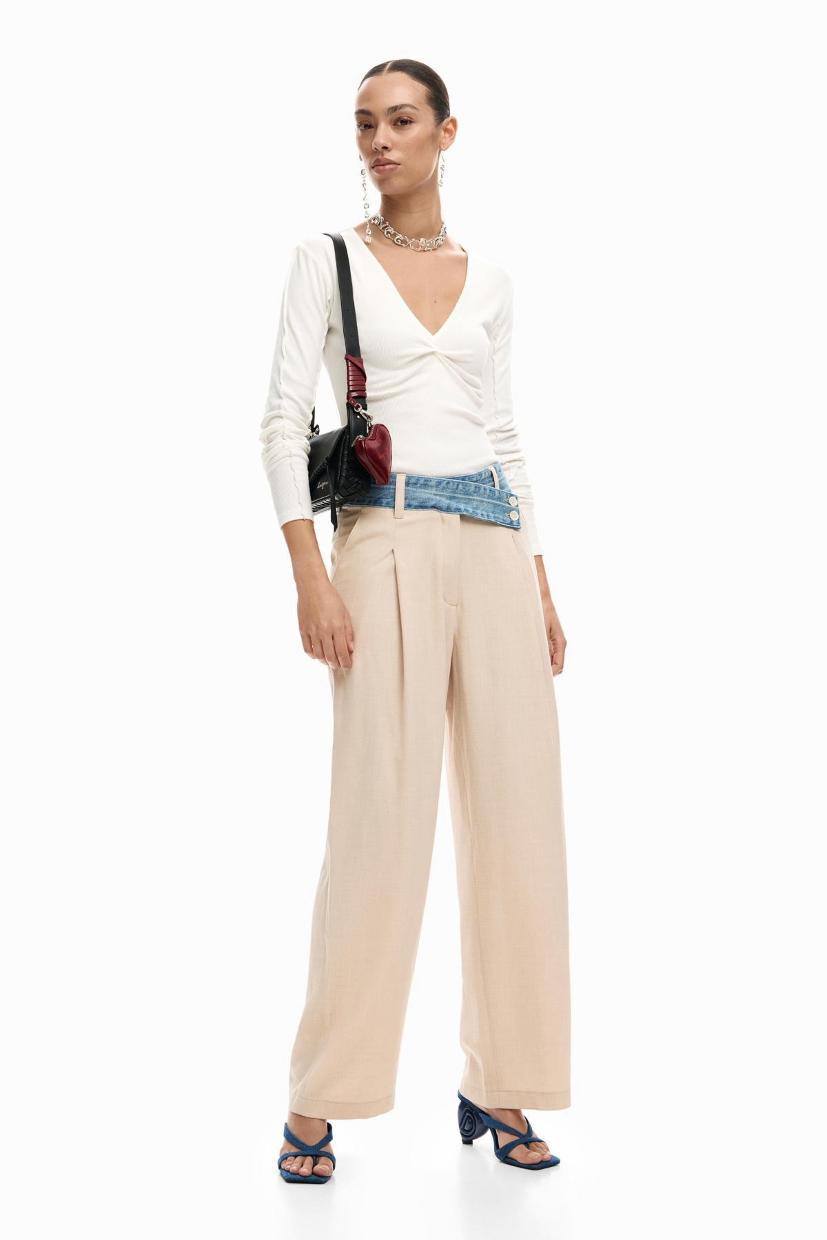 Click here for Desigual Womens Hybrid long trousers - Medium beig... prices