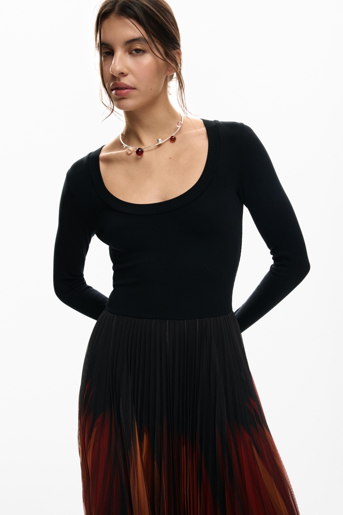 Click here for Desigual Womens Fitted midi dress - Black prices