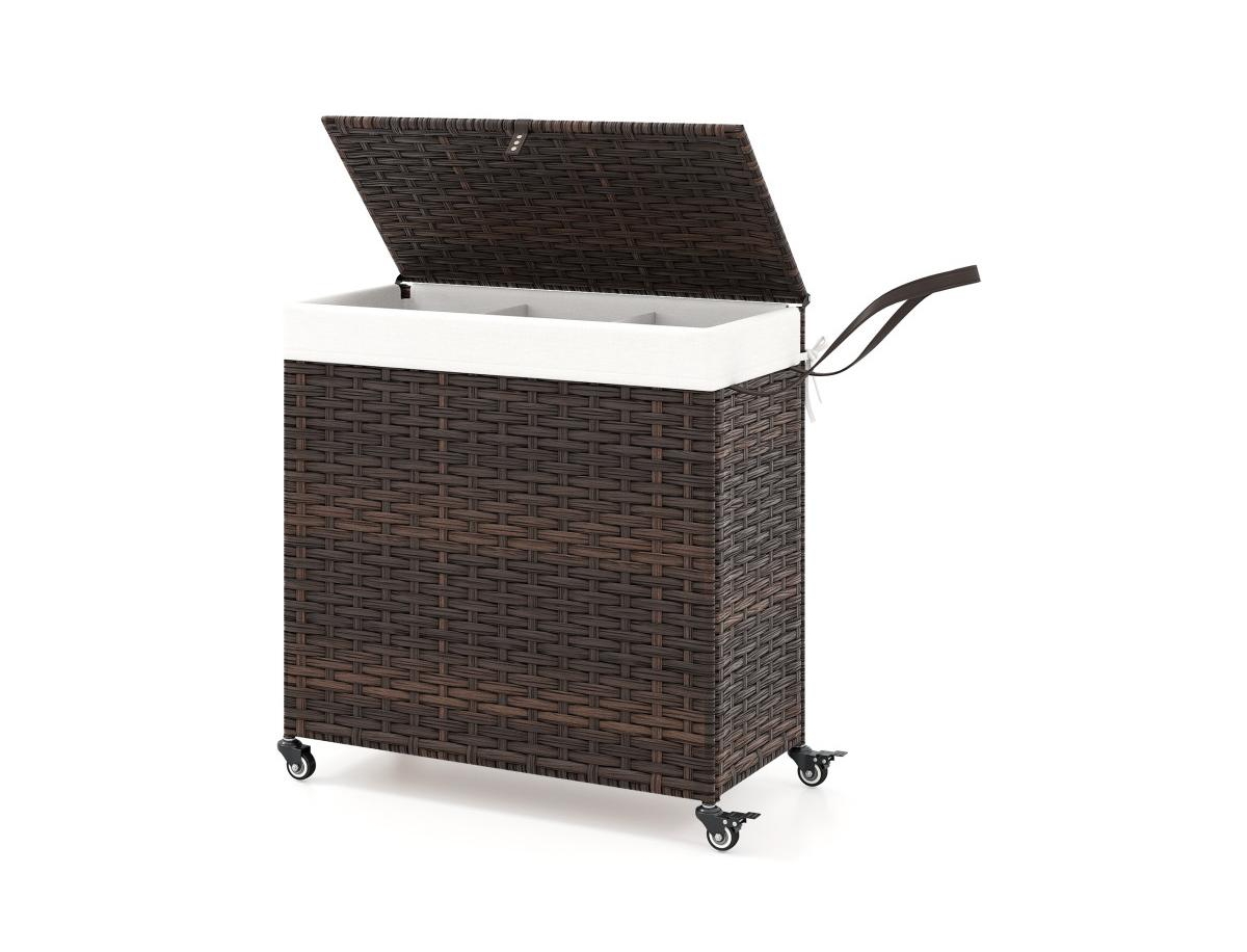 Click here for Laundry Hamper with Wheels and Lid-Black - Brown prices