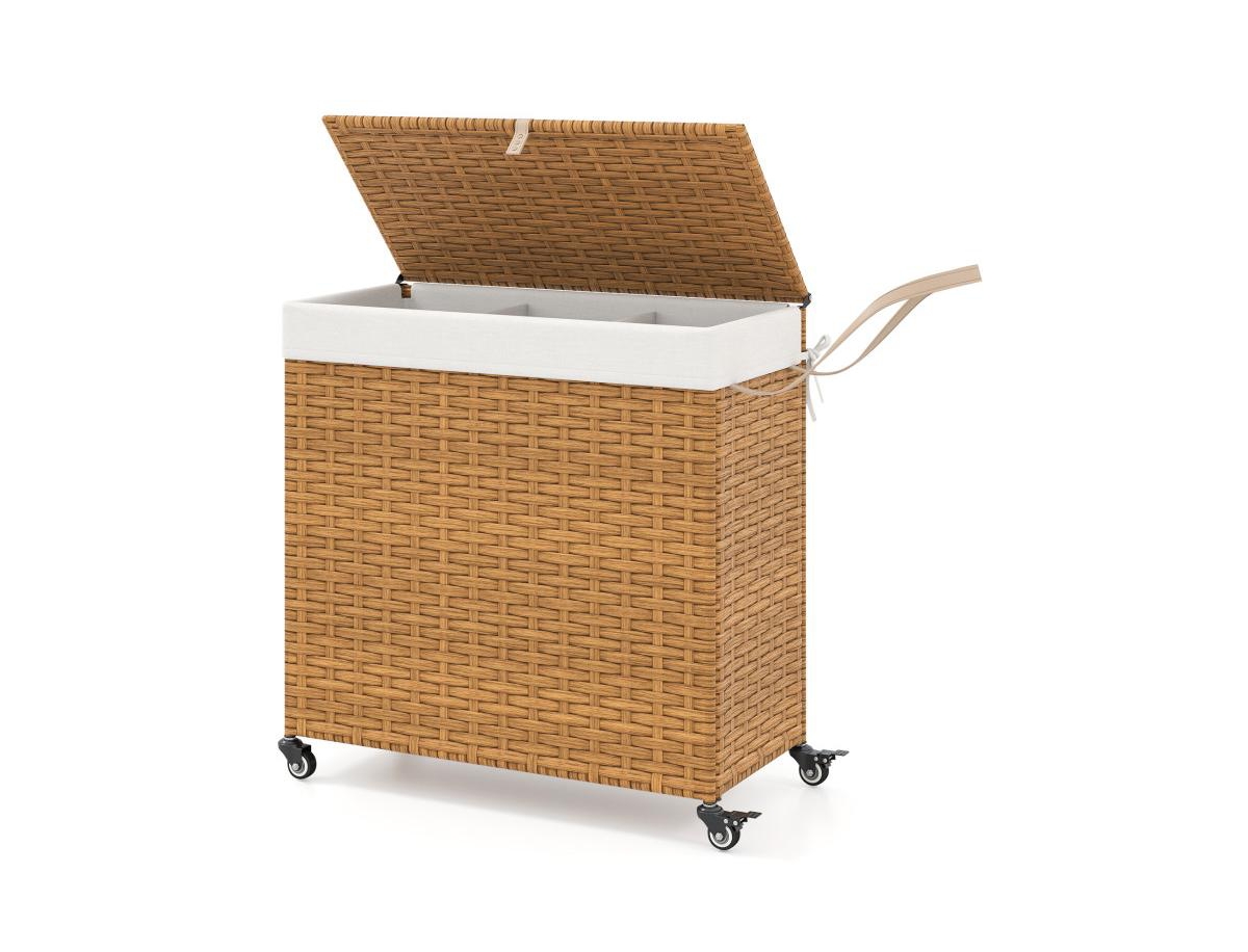 Click here for Laundry Hamper with Wheels and Lid-Black - Natural prices