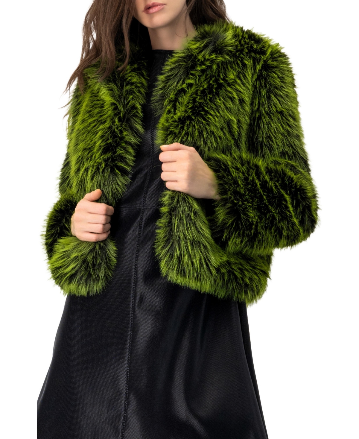 Click here for Ivonne Womens Ivonn Faux Fur Short Coat - Dark gre... prices