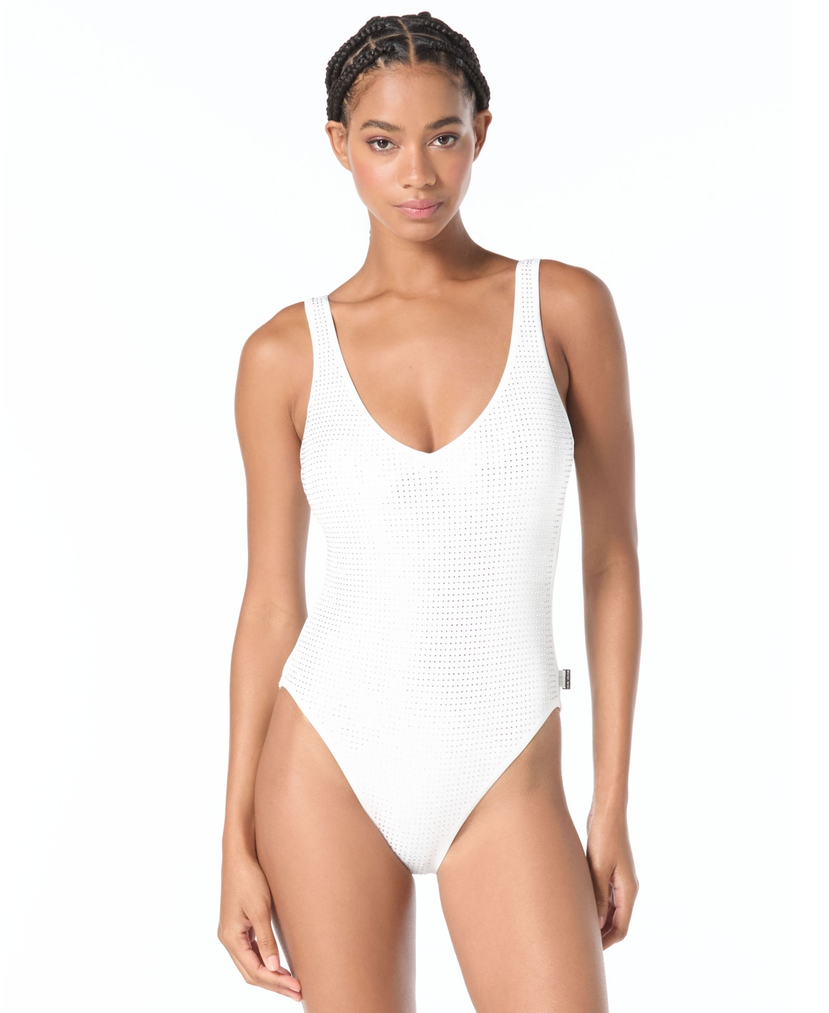 Click here for Michael Kors Womens V-Neck One-Piece Swimsuit - Wh... prices
