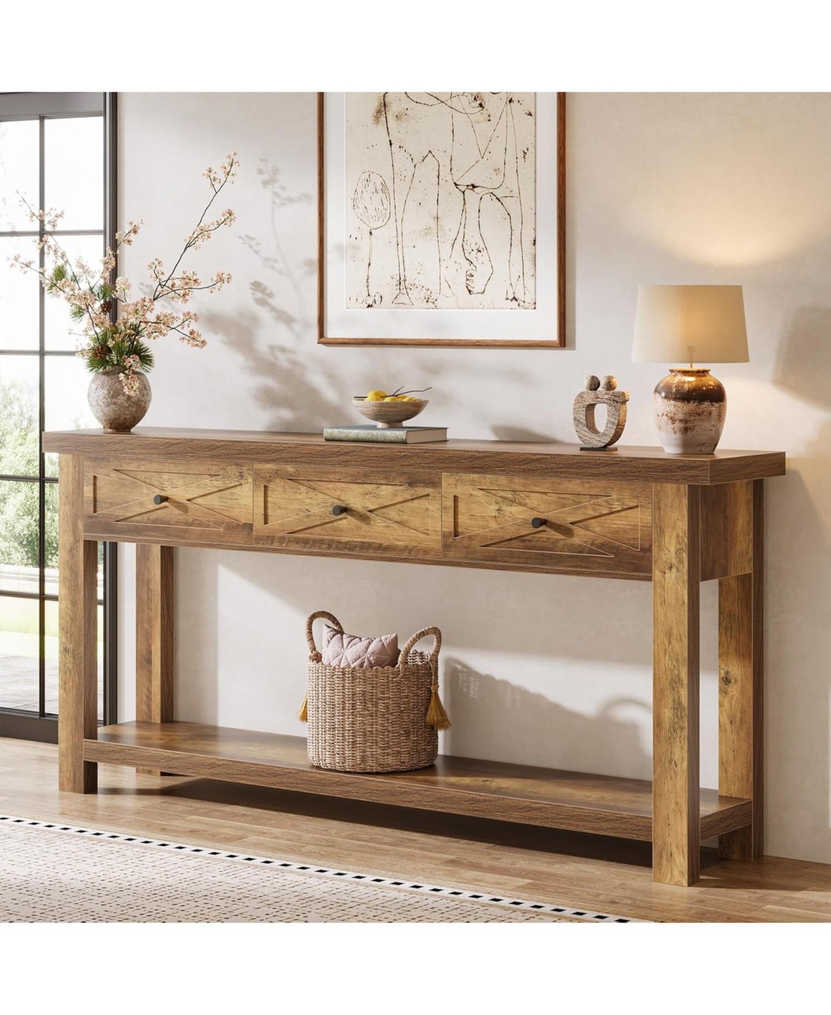 Click here for Tribesigns Console Table with 3 Drawers  Extra Lon... prices