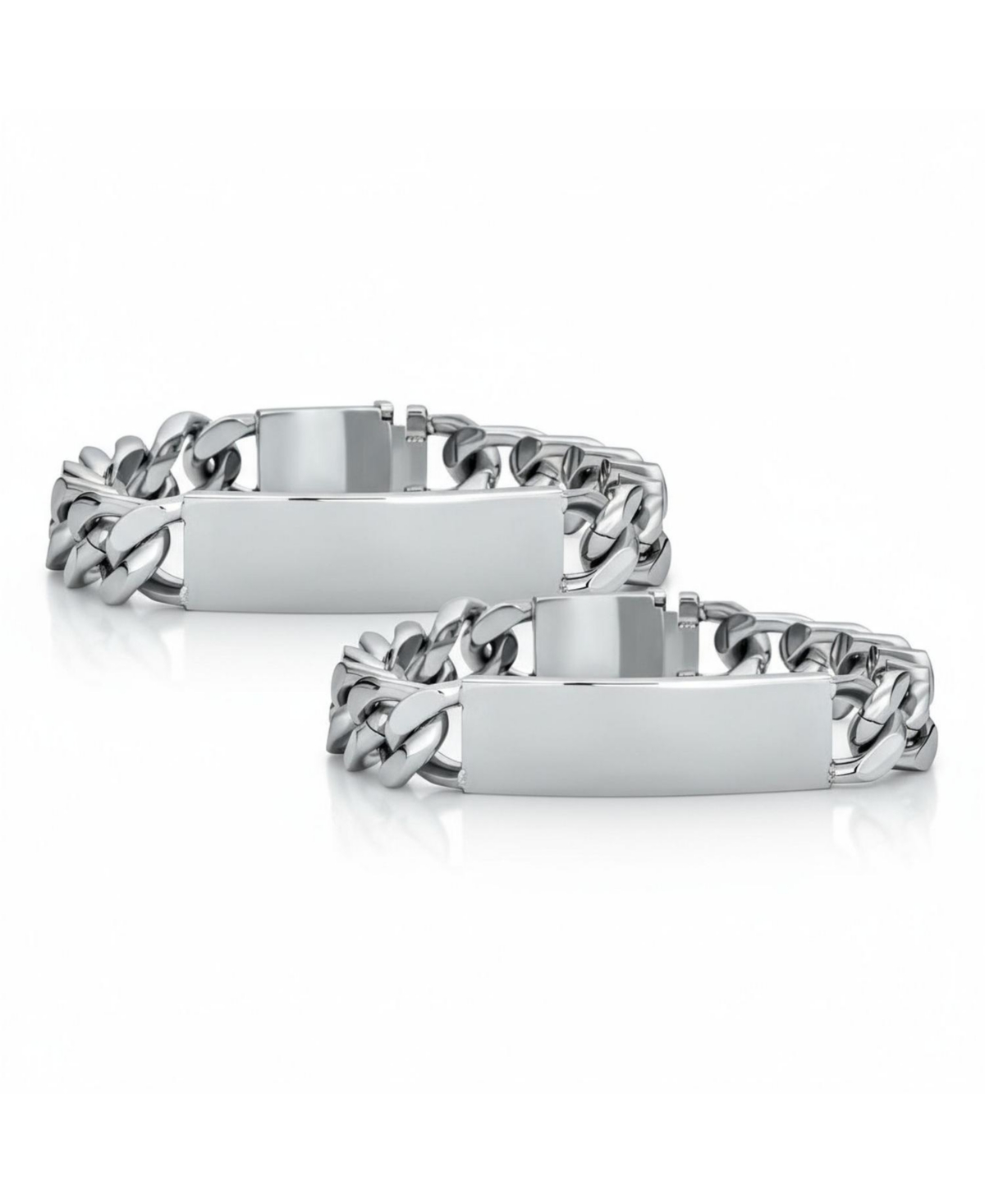 Click here for Bling Jewelry Set of 2 Solid Name Bar Plate Identi... prices