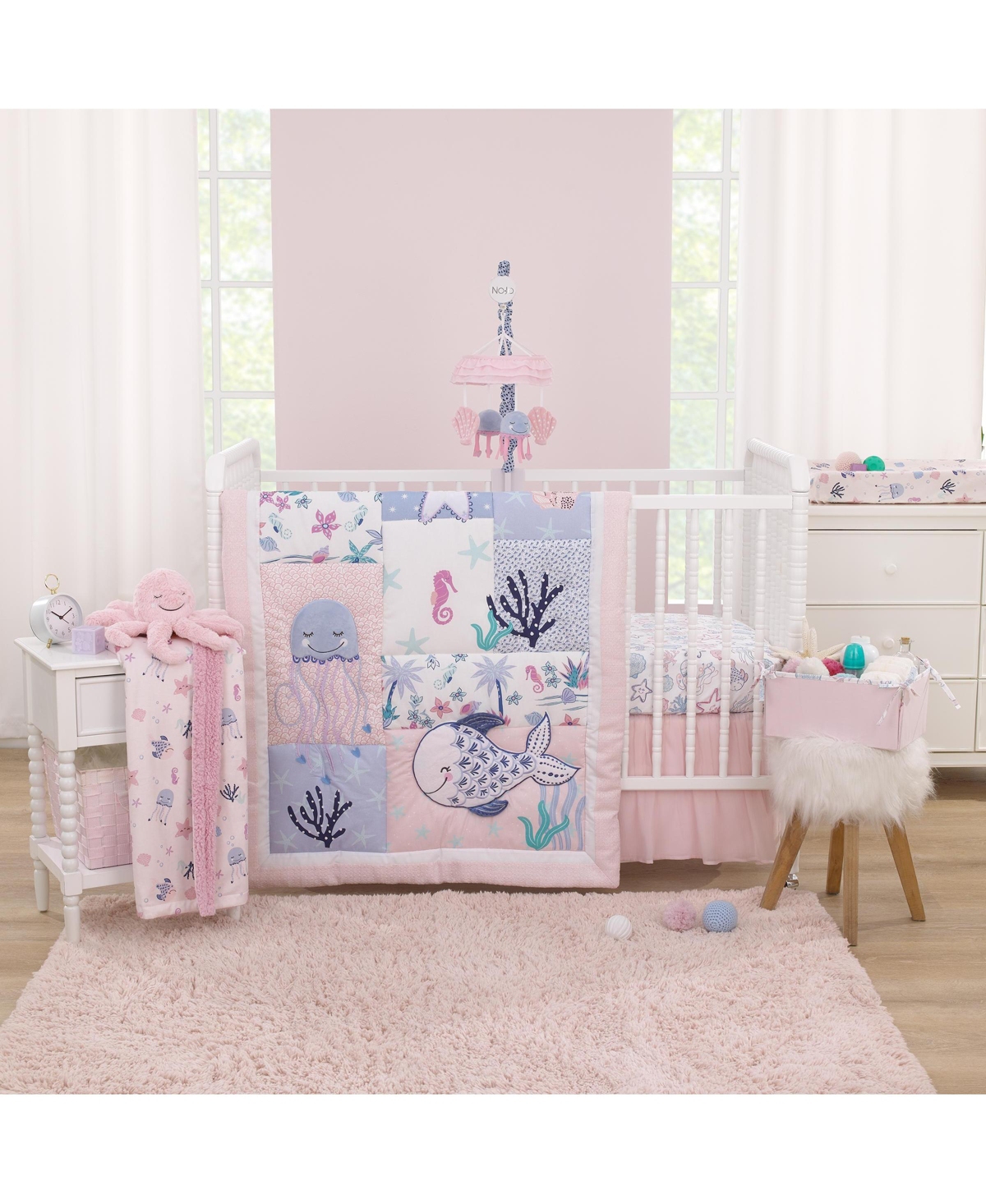 Click here for NoJo Mermaid Lagoon Pink  Blue and White Undersea... prices