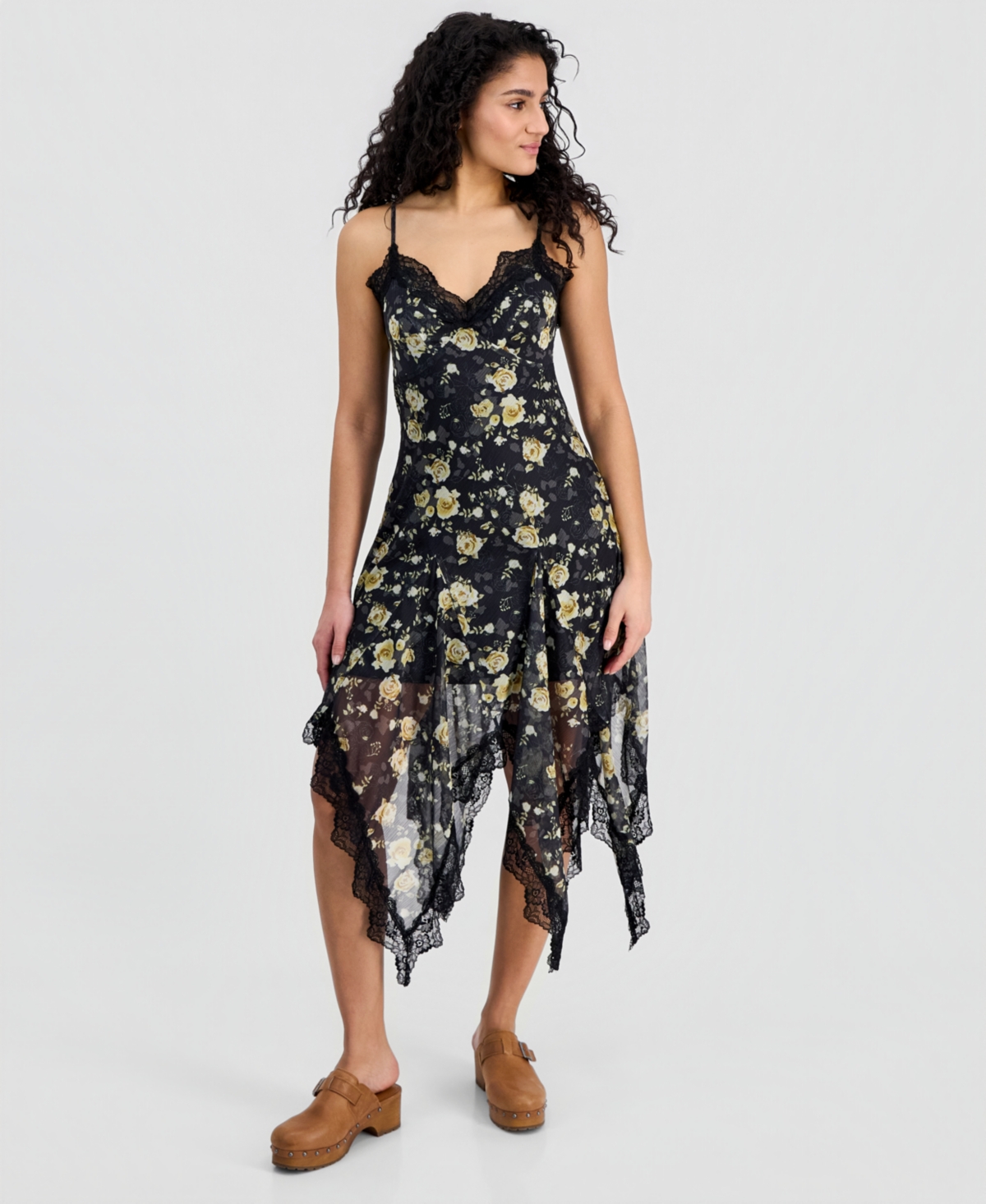 Click here for And Now This Womens Lace-Trim Handkerchief-Hem Dre... prices