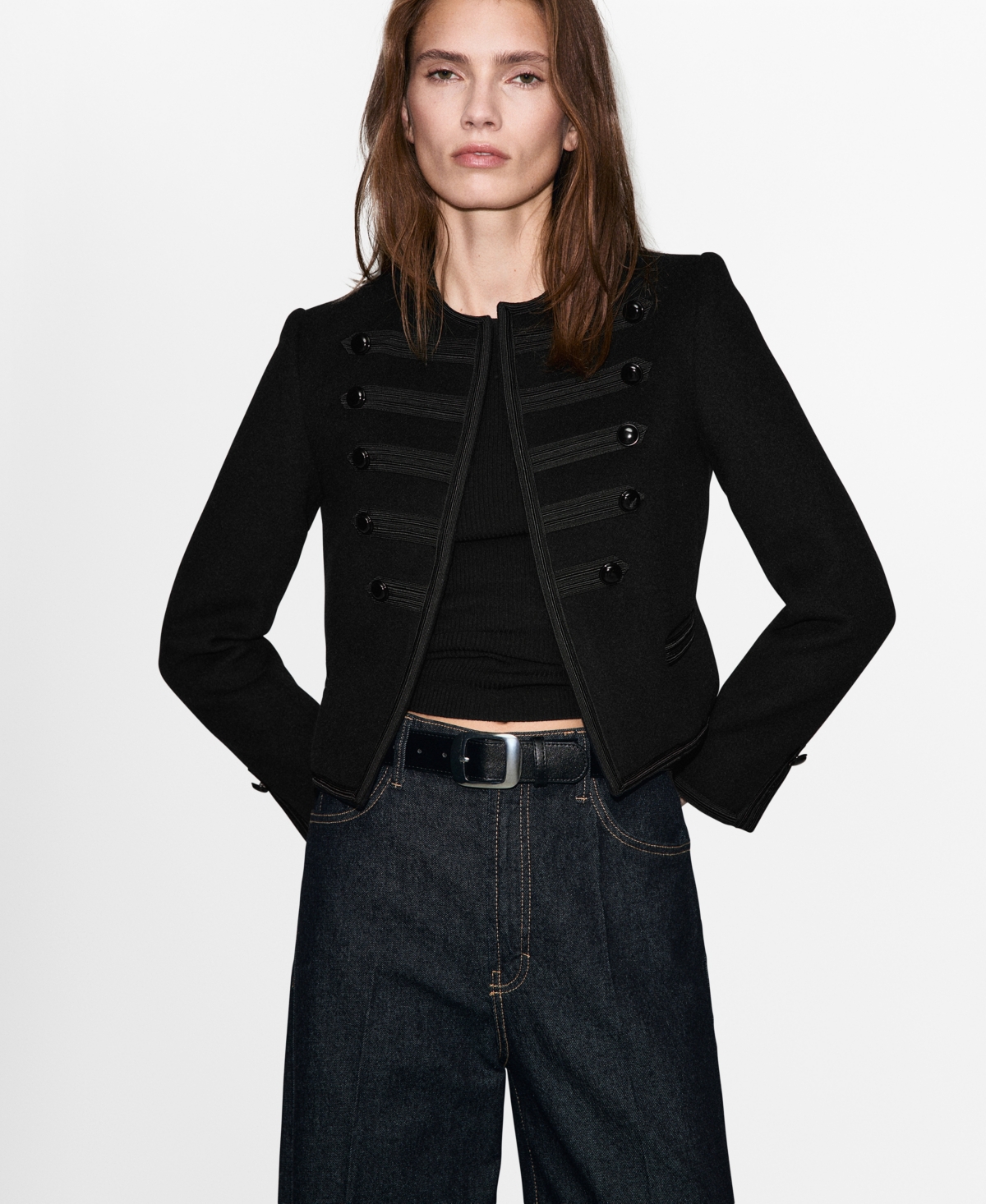 Click here for Mango Womens Wool Military Jacket - Black prices