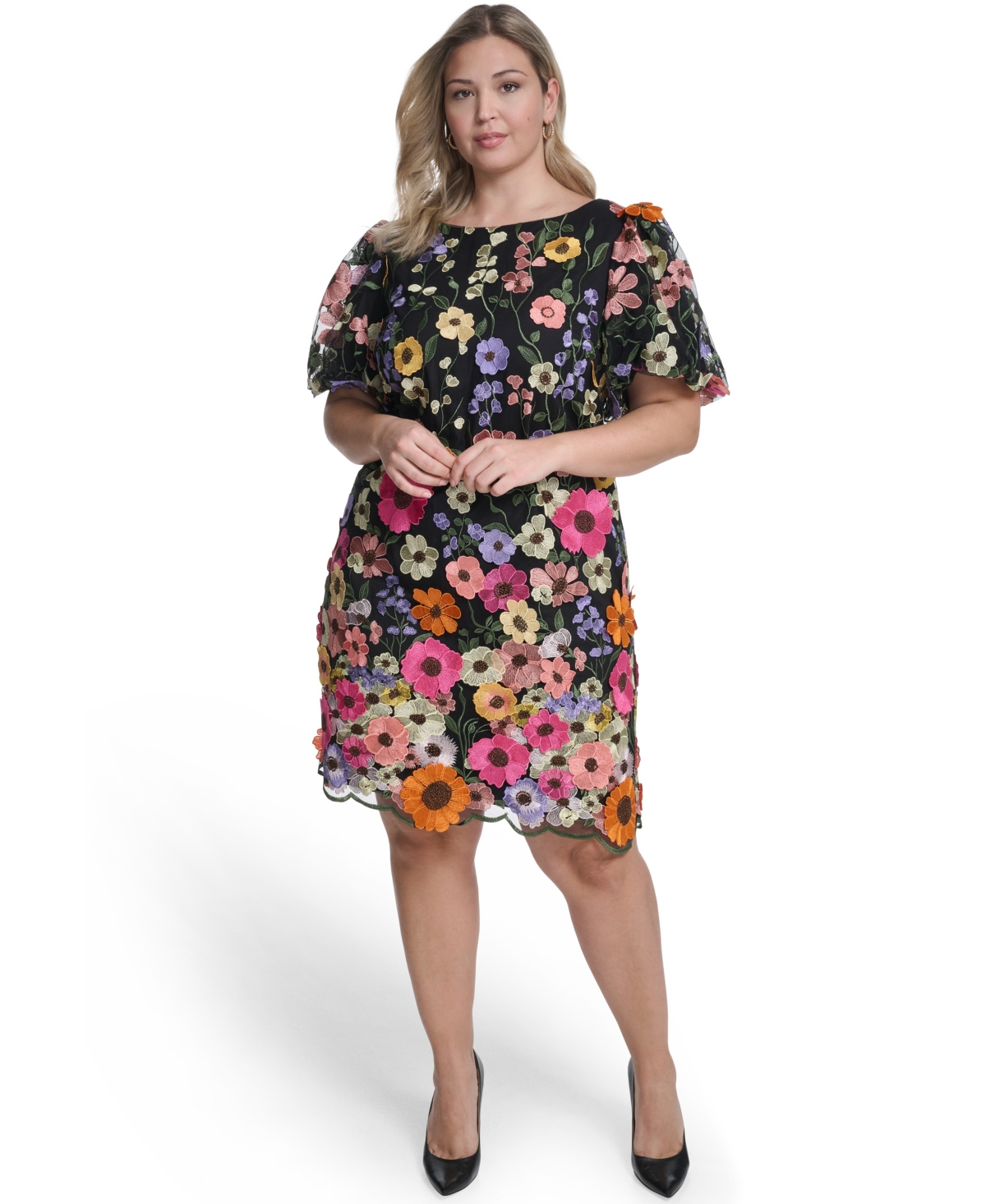 Click here for Eliza J Plus Size Embroidery Detail Short Cocktail... prices
