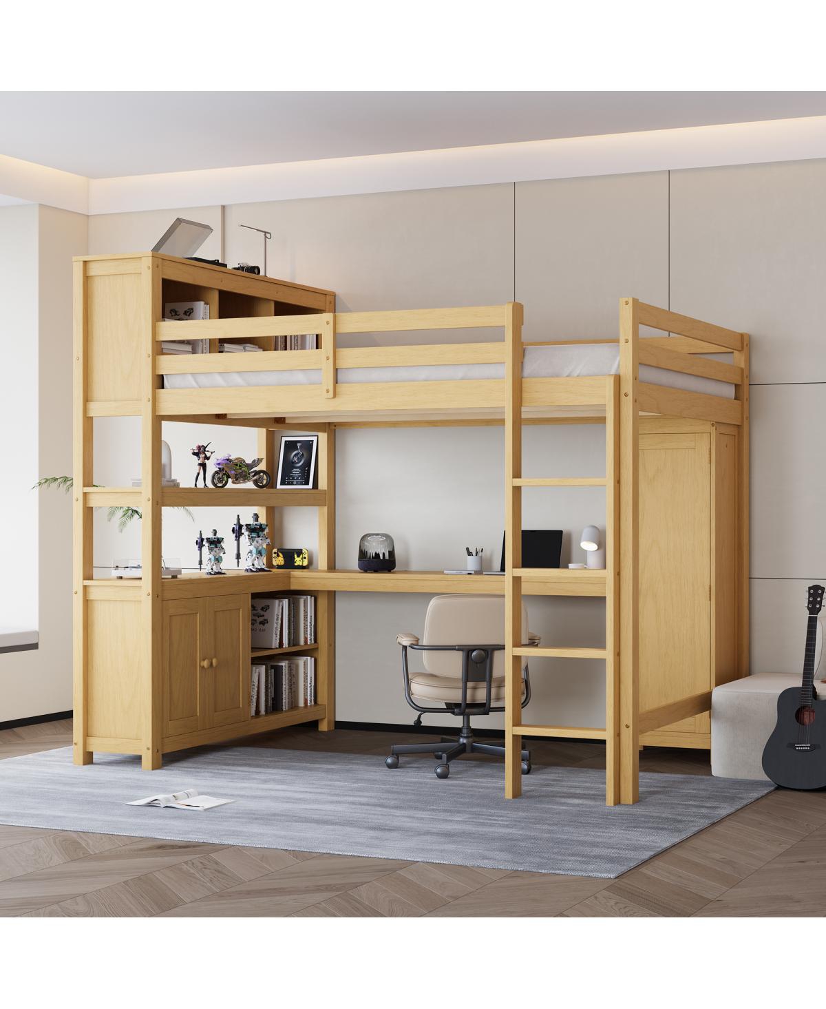 Click here for Streamdale Furniture Wood Loft Bed with Cabinet  B... prices