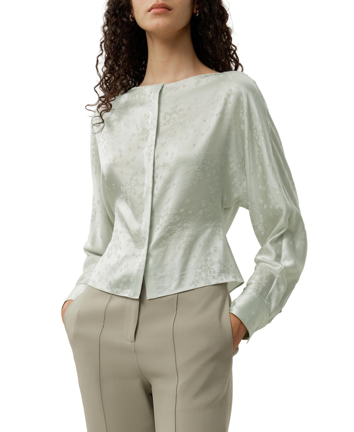 Click here for Lilysilk Womens Ying Jacquard Silk Blouse - Jade g... prices