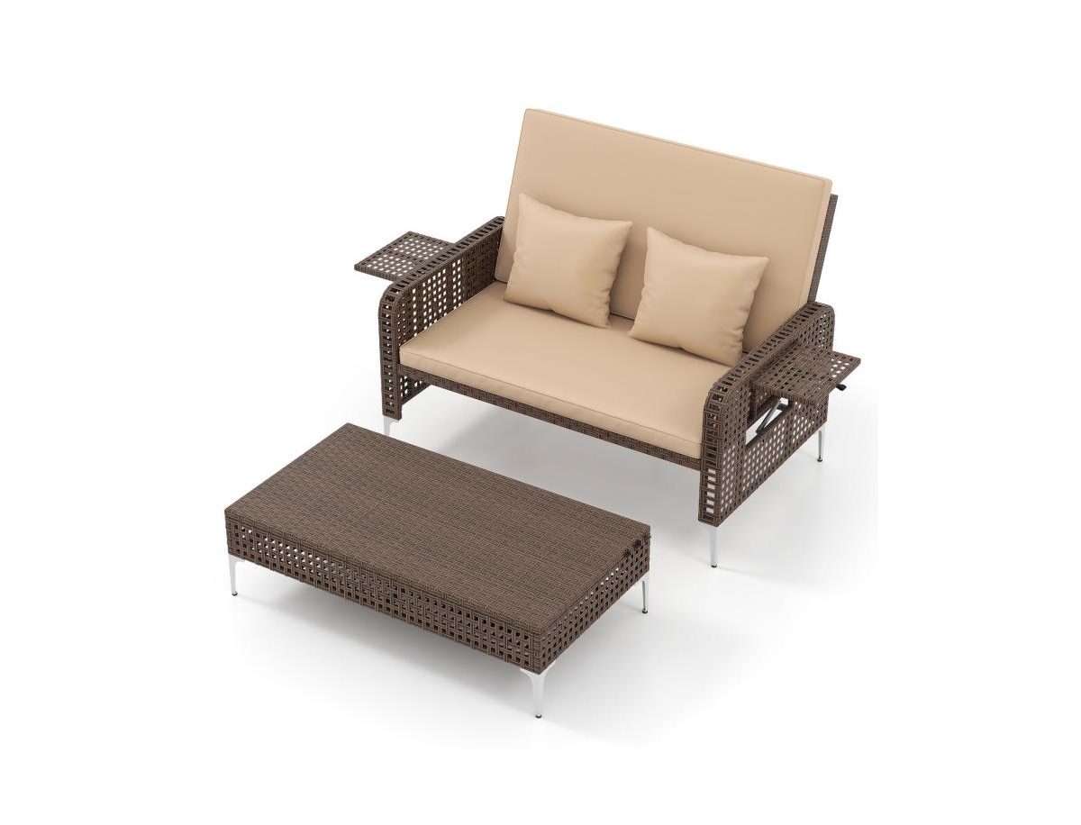 Click here for Slickblue 2-Piece Patio Rattan Daybed Set with Lov... prices