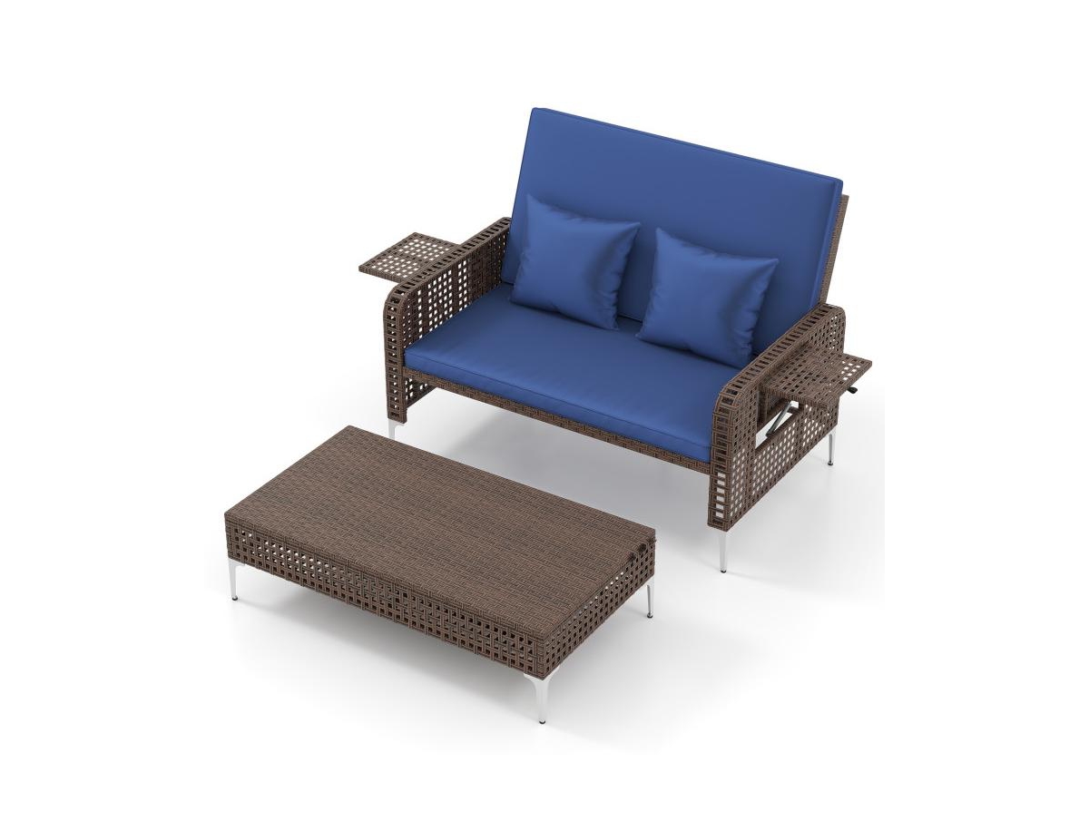 Click here for Slickblue 2-Piece Patio Rattan Daybed Set with Lov... prices