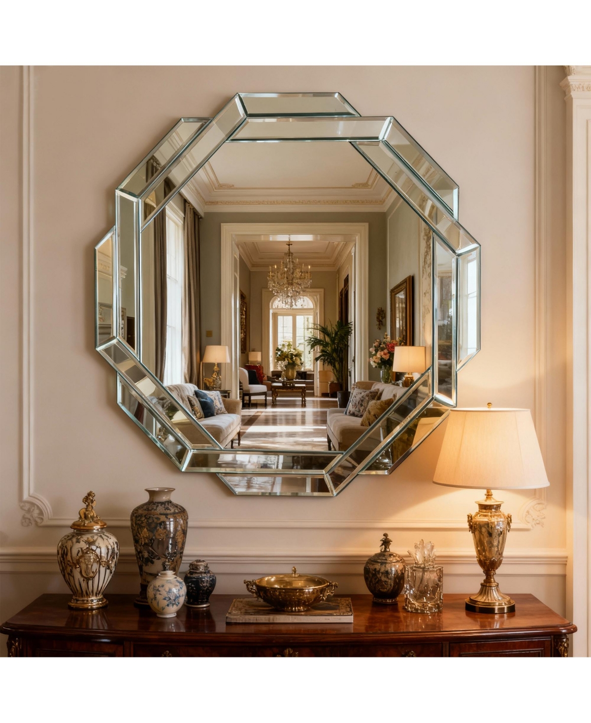 Click here for Busdays 29.92 Inch Octagonal Living Room Mirror  B... prices