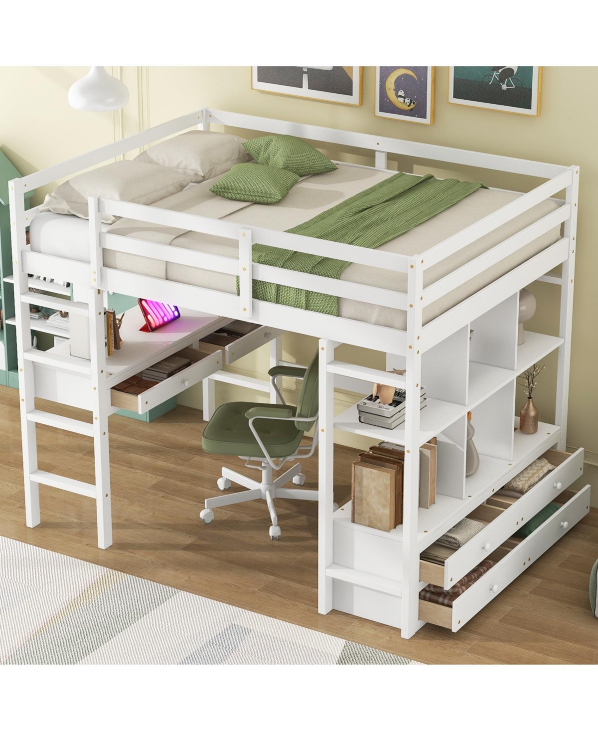 Click here for Streamdale Furniture White Loft Bed with Desk  Sto... prices