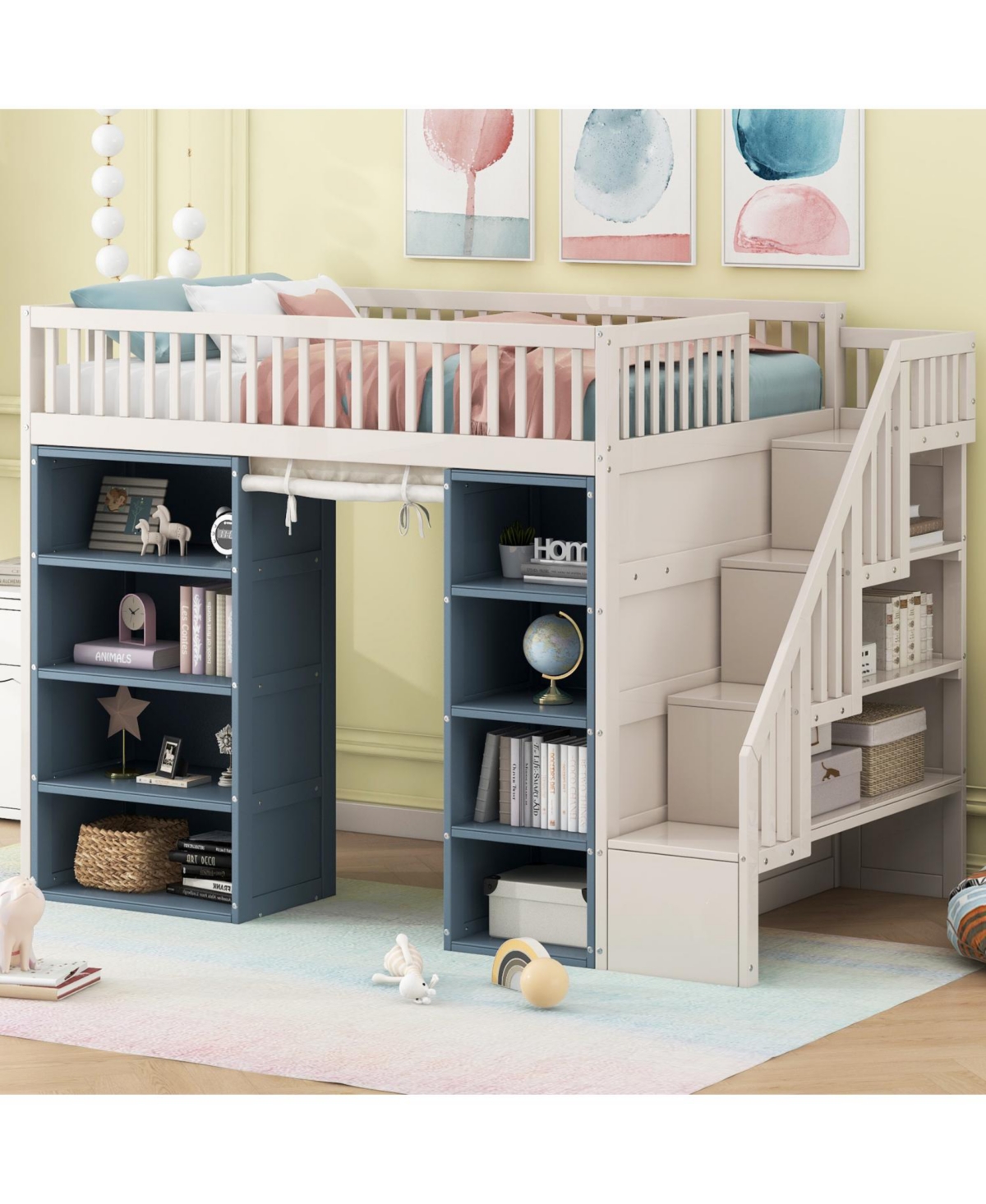 Click here for Streamdale Furniture Loft Bed with 2 Four-layer St... prices