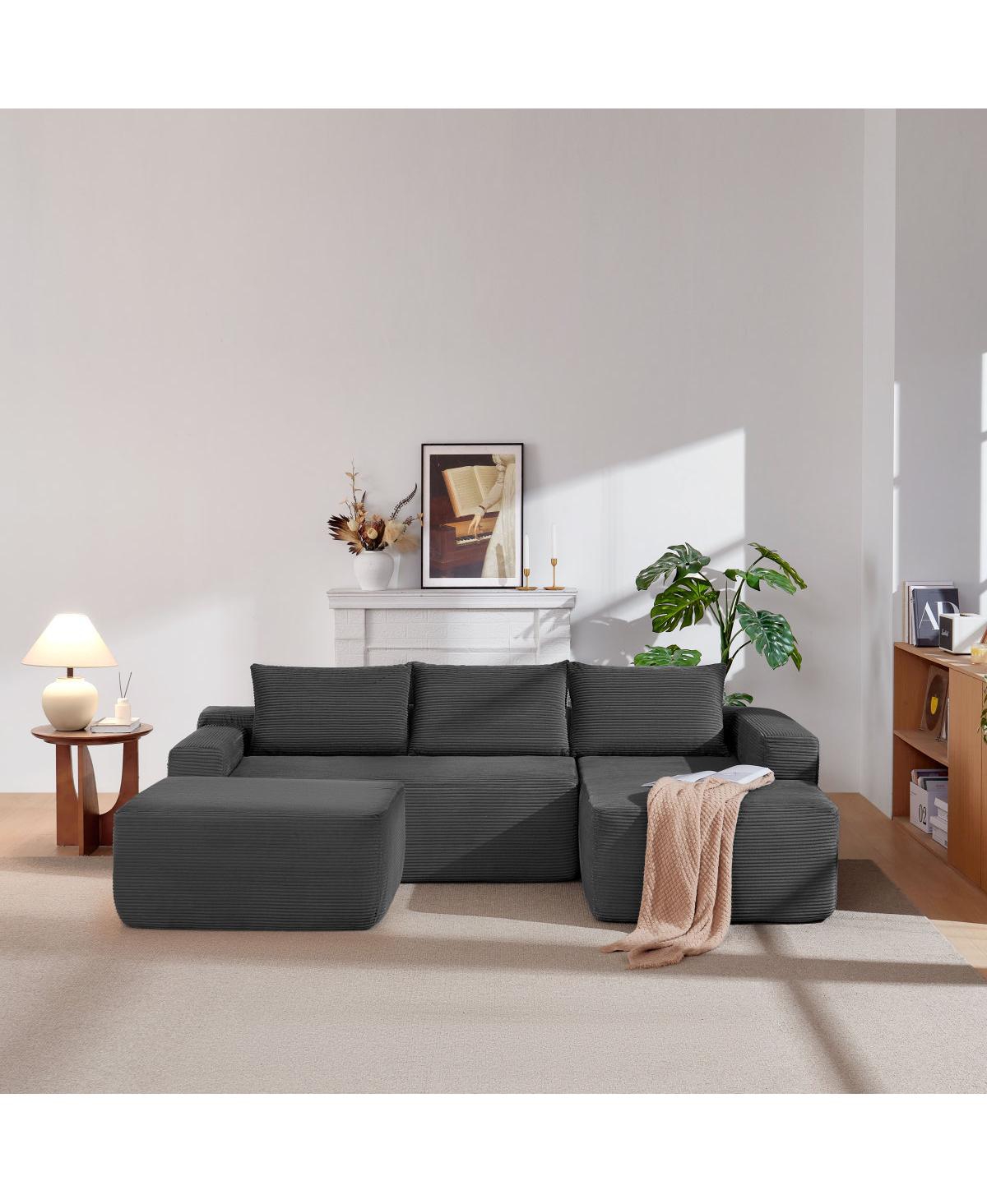 Click here for Streamdale Furniture 105.7" Gray Corduroy U-S... prices