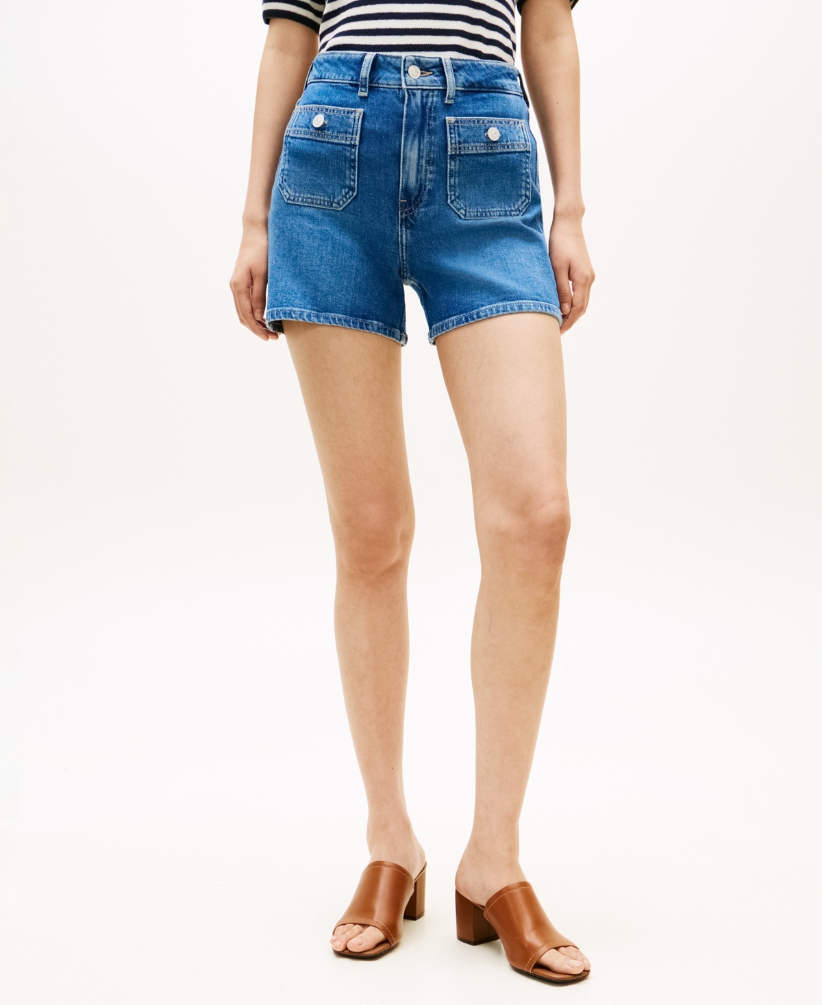 Click here for Tommy Hilfiger Womens White Denim Patch Pocket Sho... prices