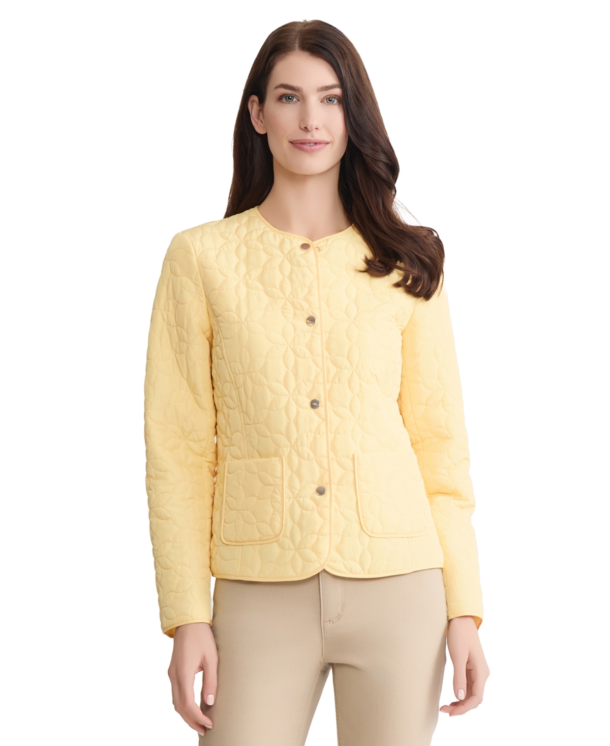 Click here for Jones New York Petite Quilted Flower Crewneck Jack... prices